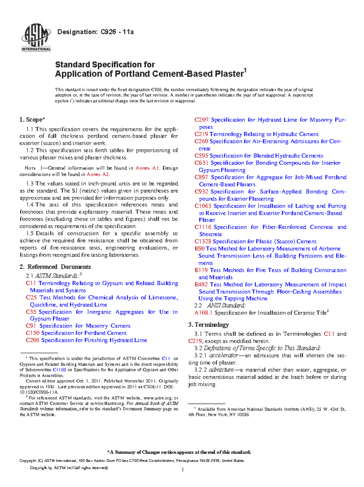 ASTM C926-11a - Designation: C926 - 11a Standard Specification for ...