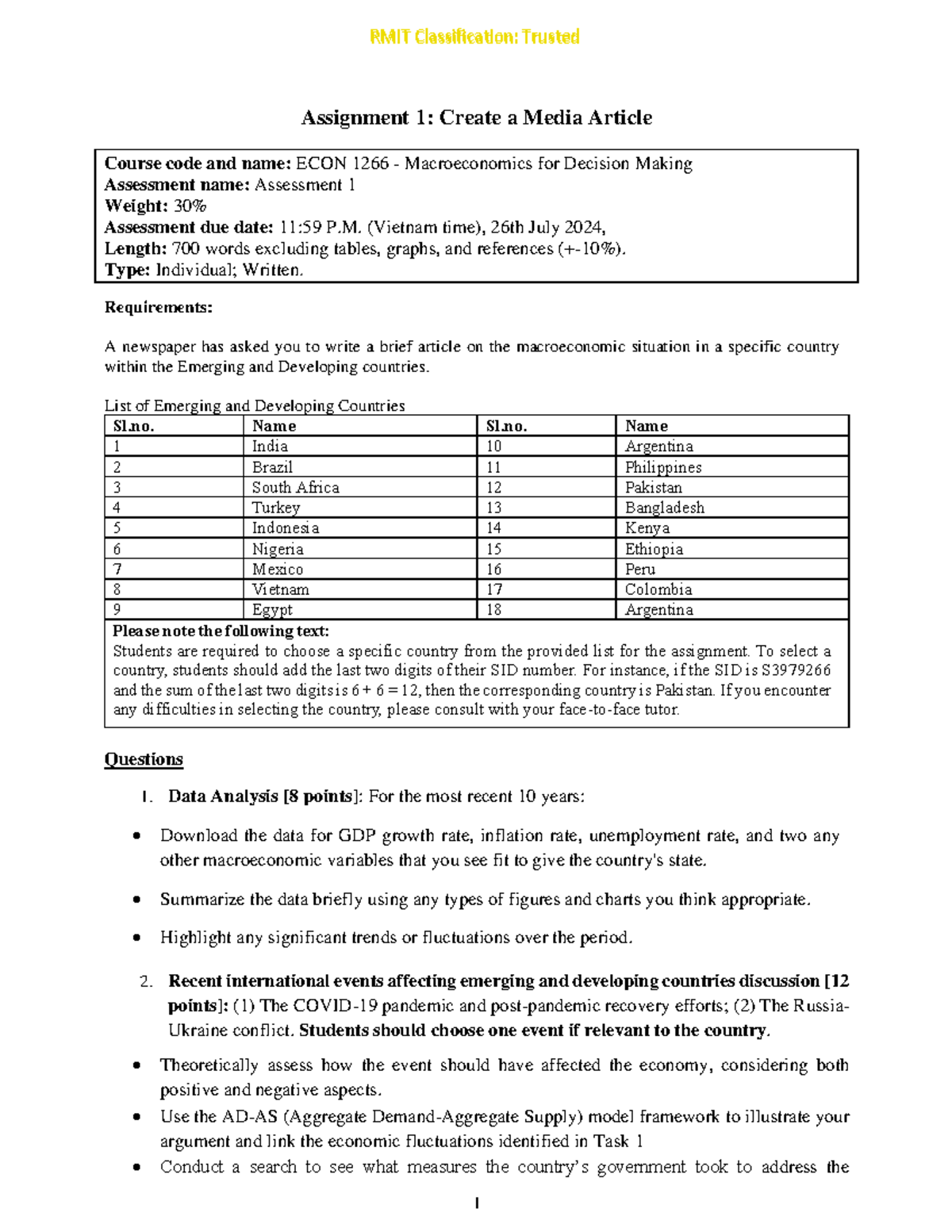 Assignment Brief M4DM(Sem 2, 2024) upload for premium - RMIT Classification: Trusted 1 RMIT ...