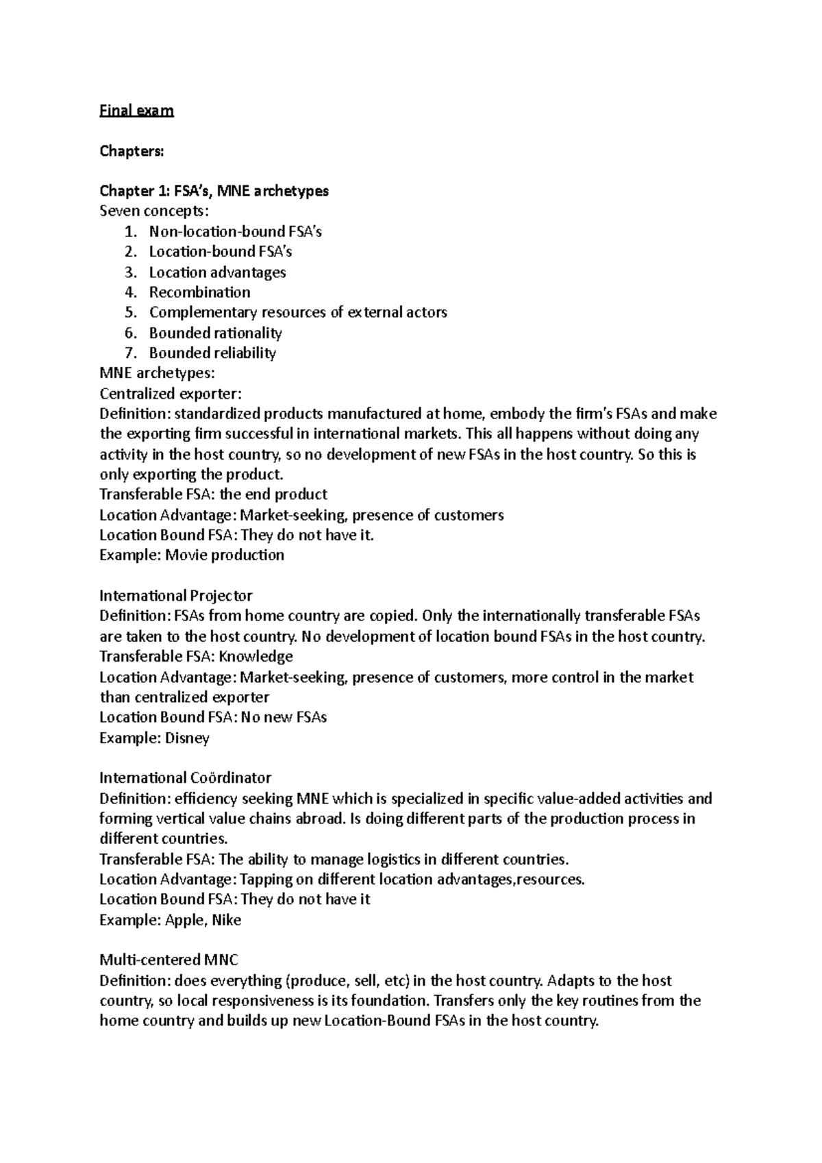 IB 101 Final Exam Study Notes - International Business Strategy ...