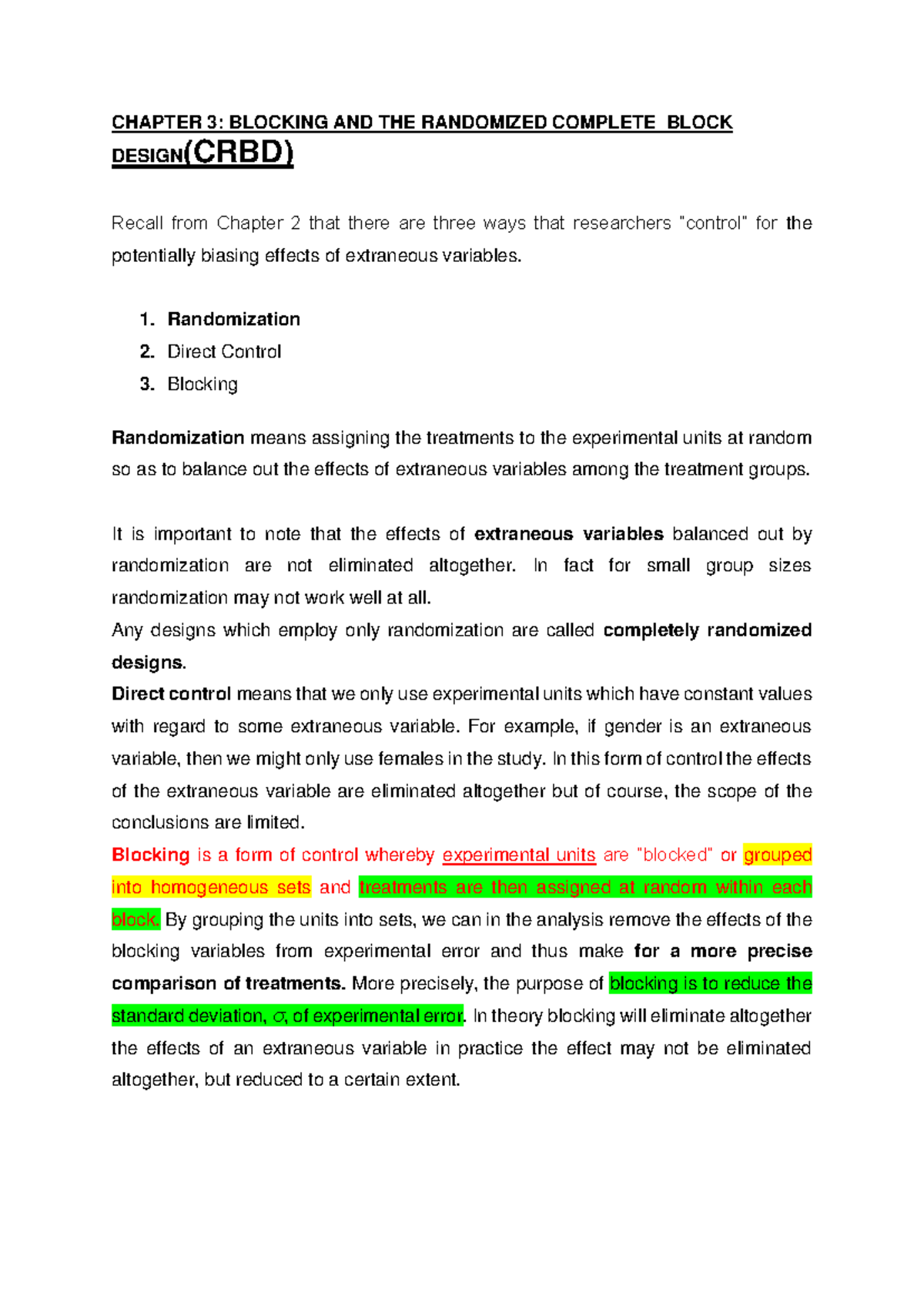 Chapter 3 Introduction - CHAPTER 3: BLOCKING AND THE RANDOMIZED ...
