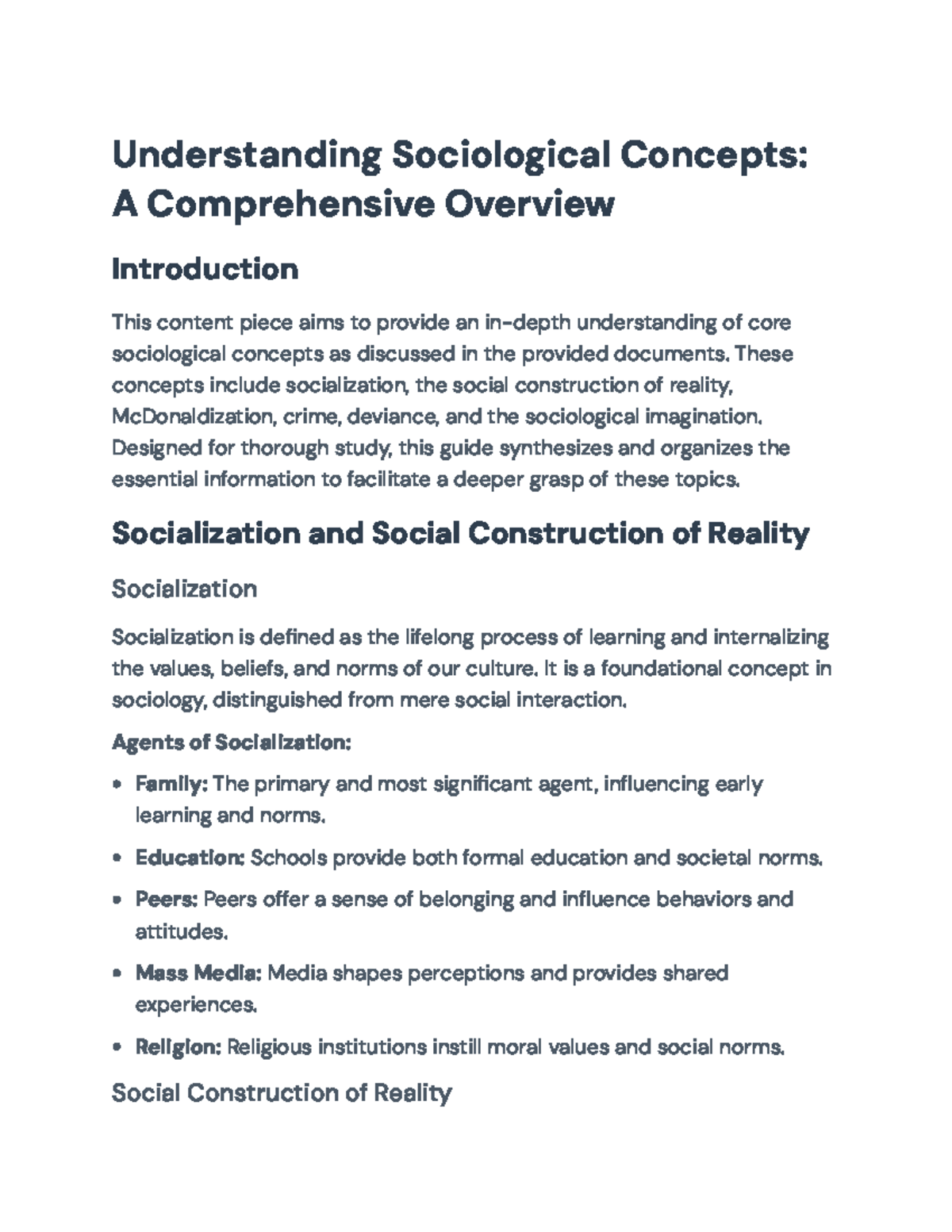 Understanding Sociological Concepts: Key Principles and Theories ...