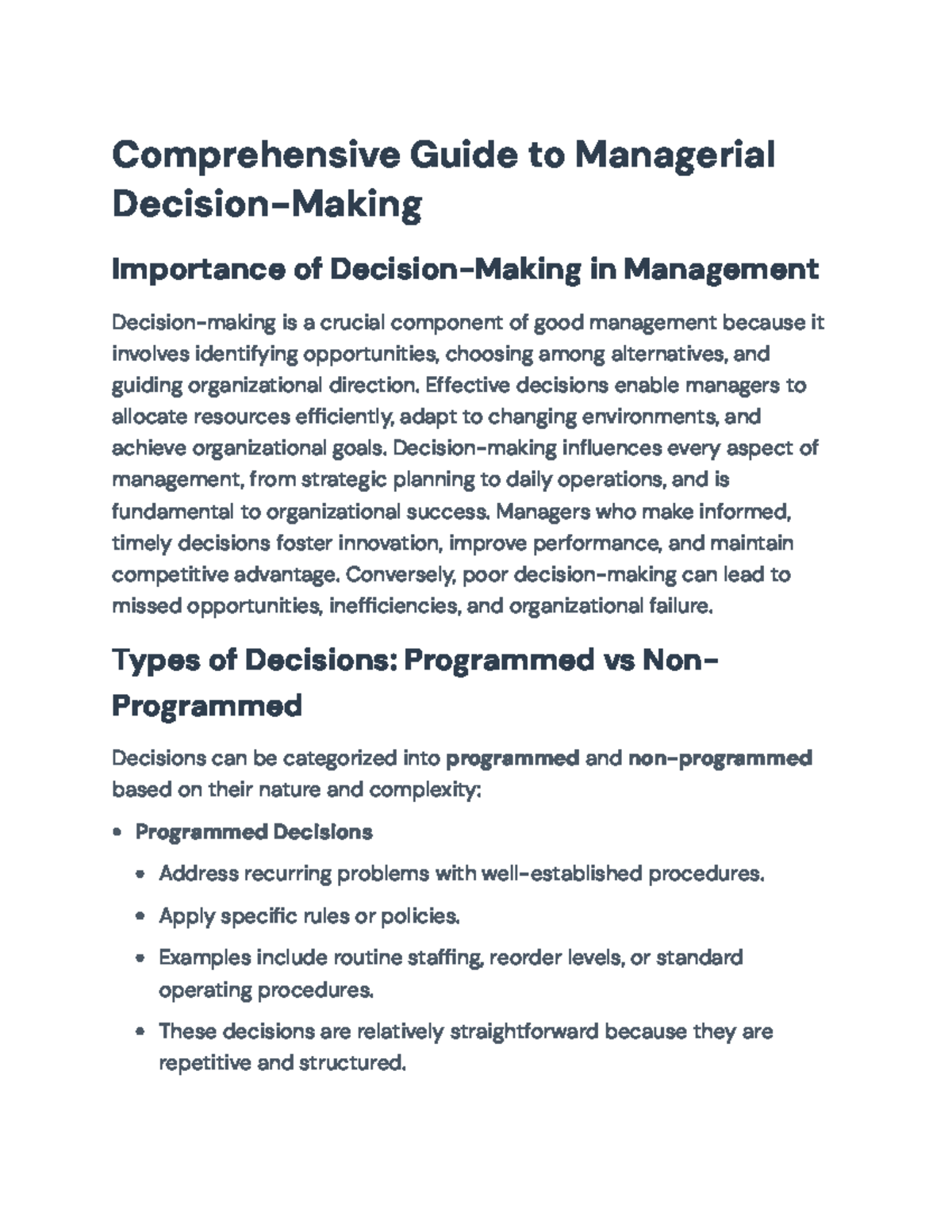 Managerial Decision-Making Strategies: A Comprehensive Guide - Studocu