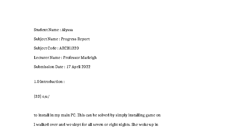 ARCH1320 - Progress Report by Alyssa - Studocu