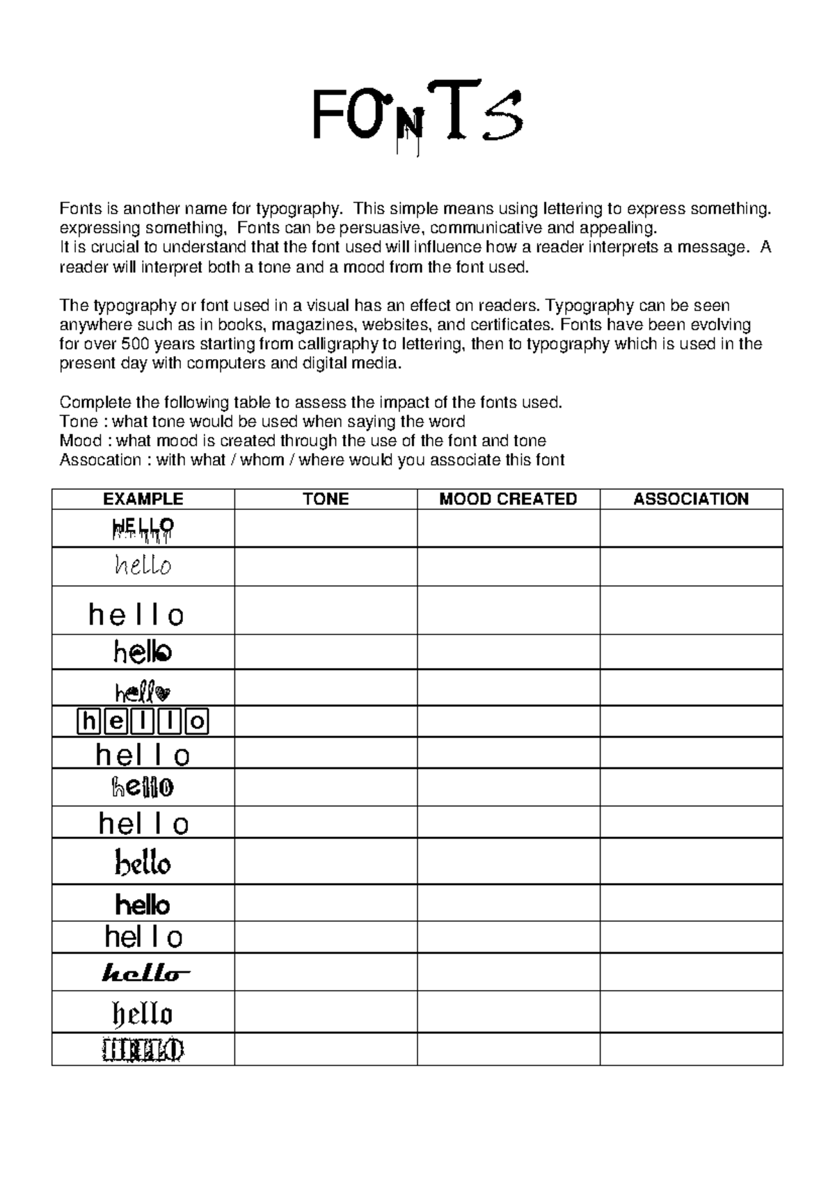 Fonts - FONTS Fonts is another name for typography. This simple means ...