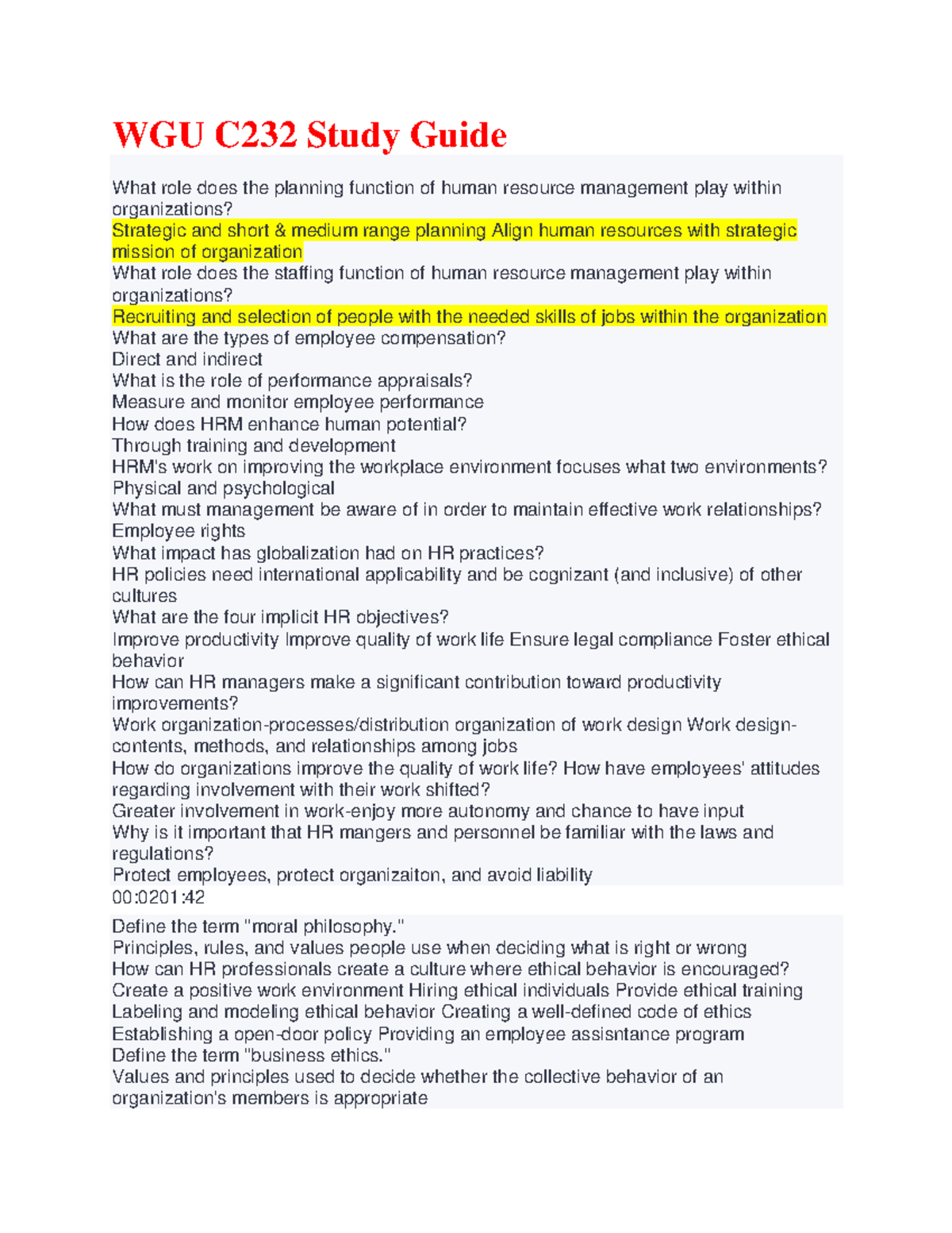 WGU C232 Human Resource Management Study Guide: Key Concepts & Insights ...