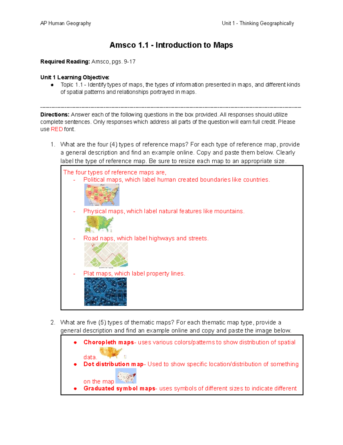 AP Human Geography - Unit 1: Intro to Maps & Spatial Patterns - Studocu