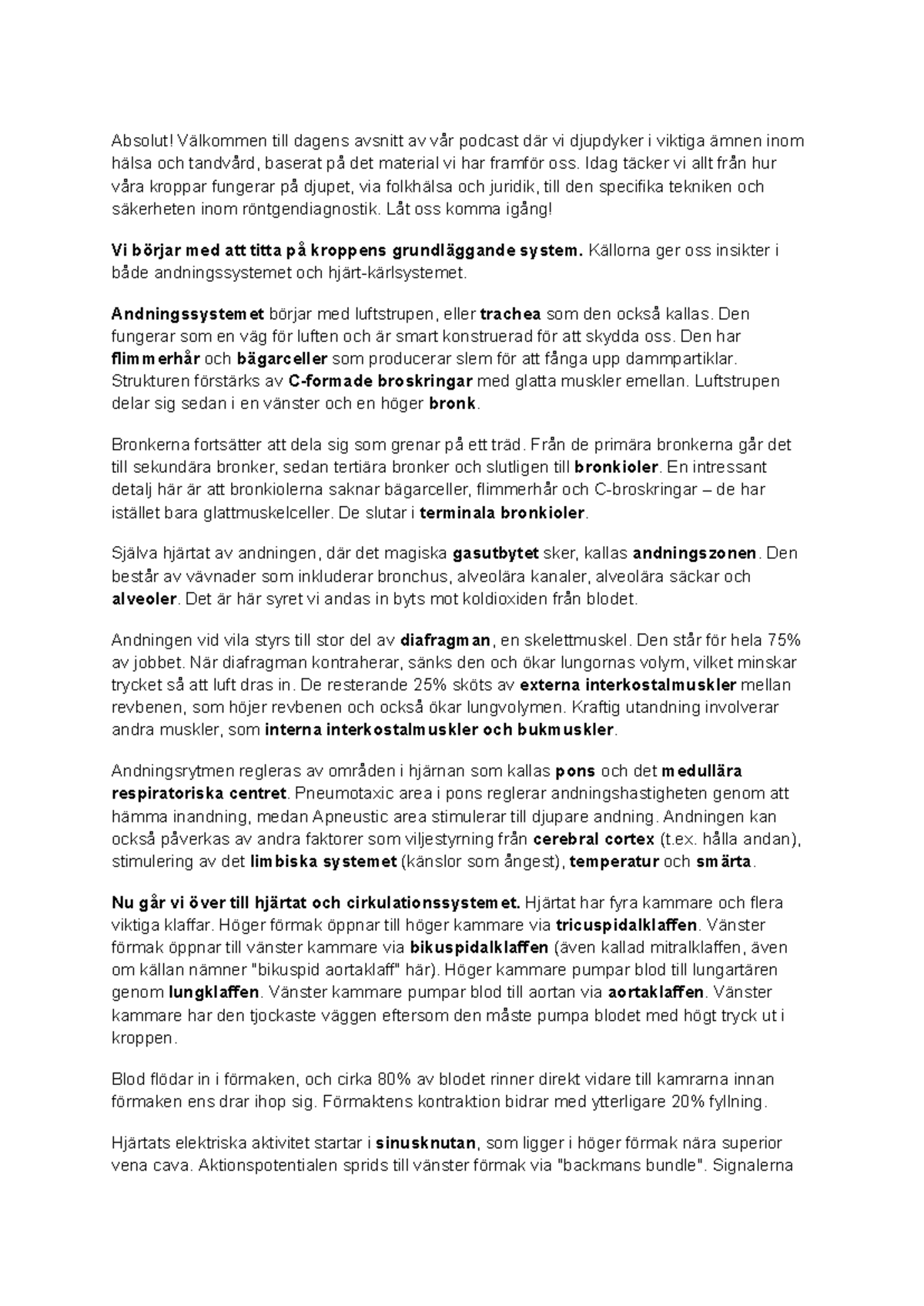 Sammanställning av kroppens system, folkhälsa och tandvård för K2 DEL ...