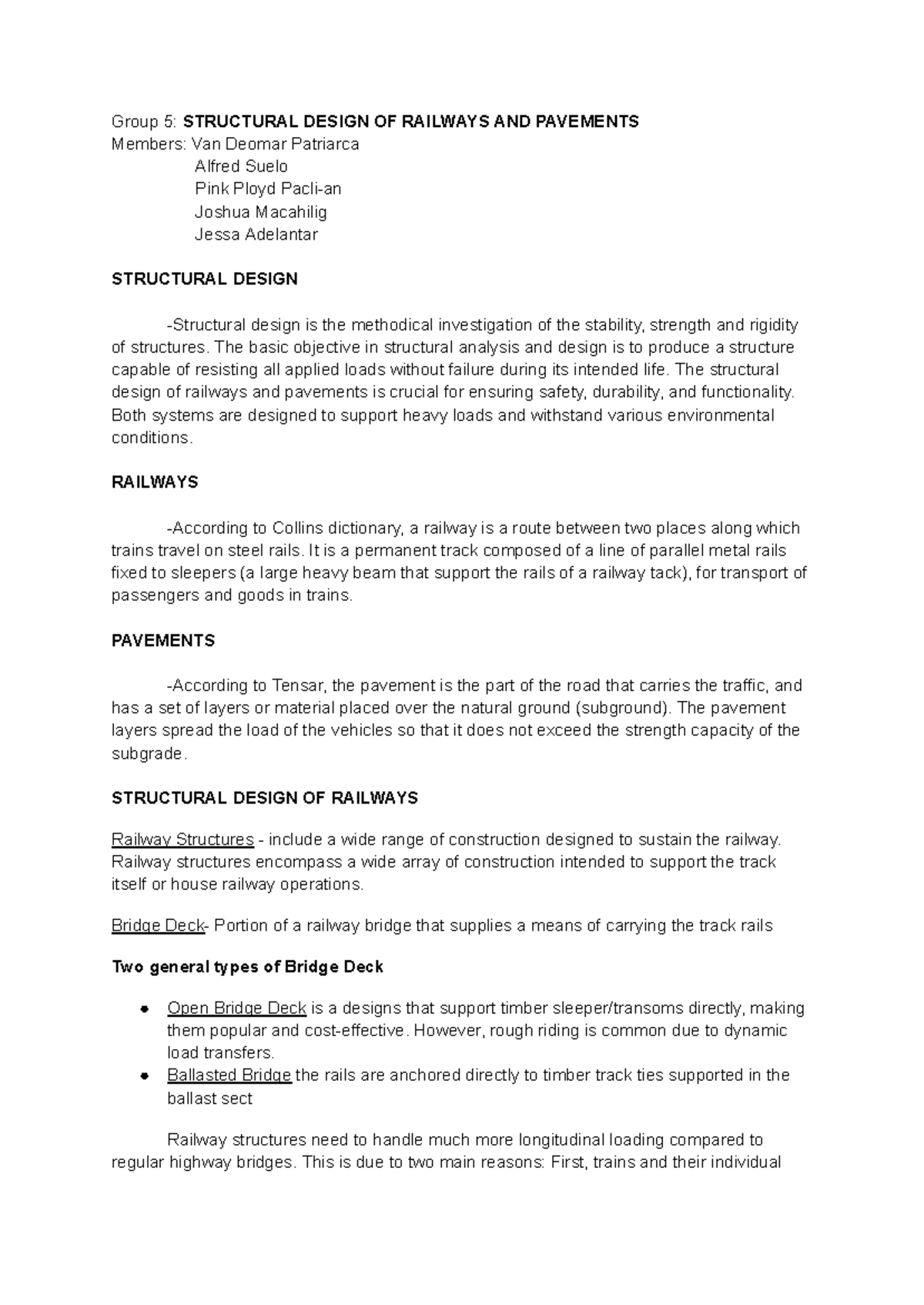 Group 5: Structural Design Principles for Railways & Pavements - Studocu