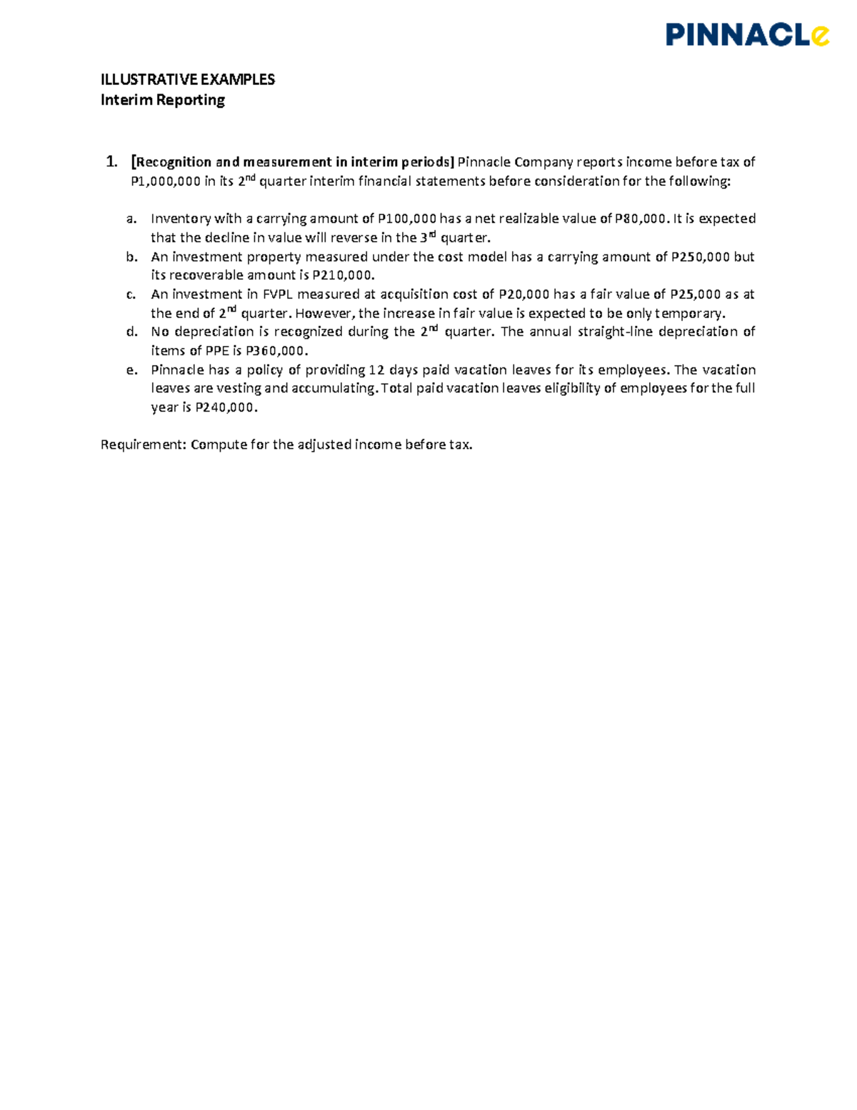 Illustrative Examples - Interim Reporting - ILLUSTRATIVE EXAMPLES ...