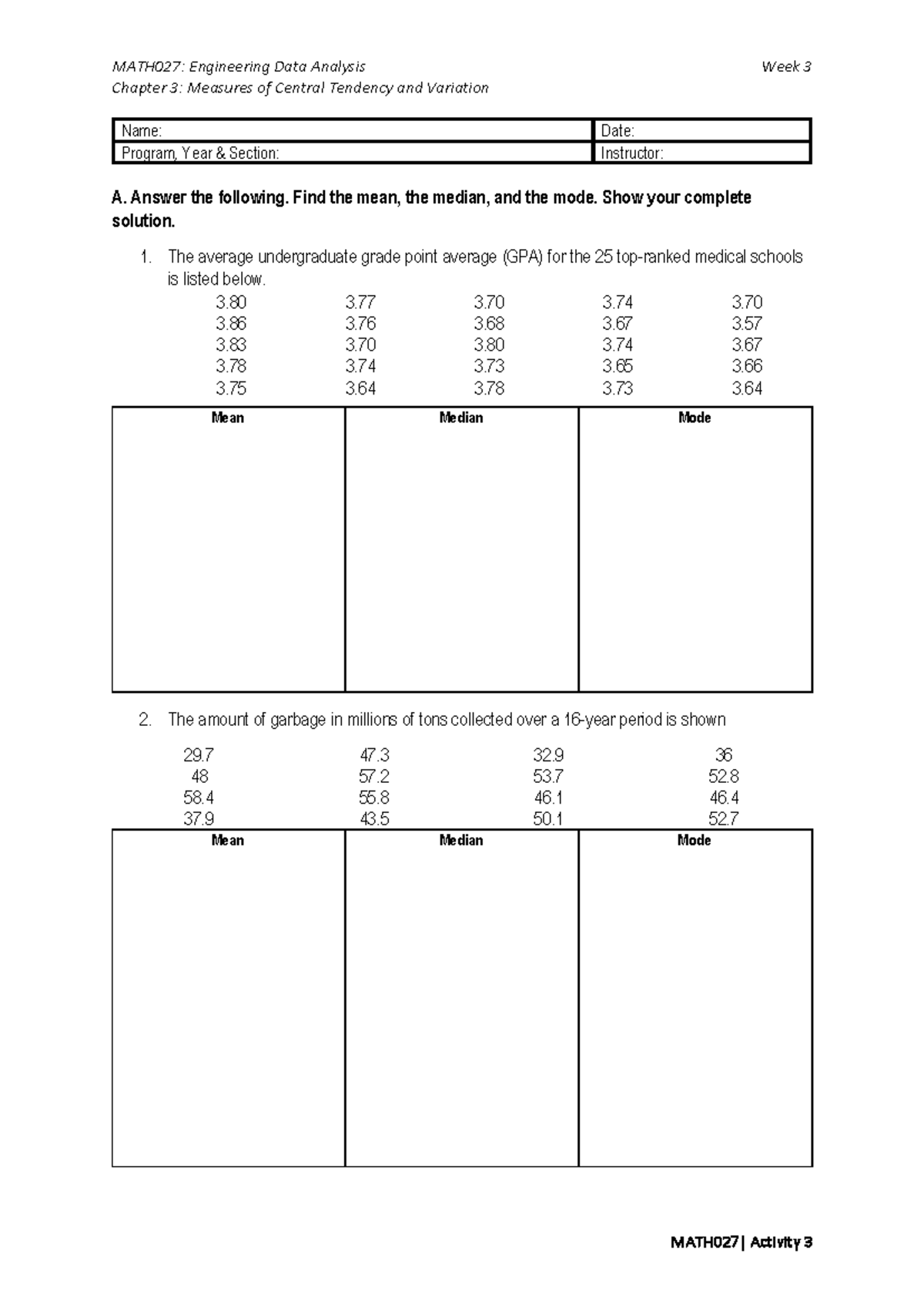 W3MATH027 - Work Activity for Grouped Mean, Median, and Mode - MATH027 ...