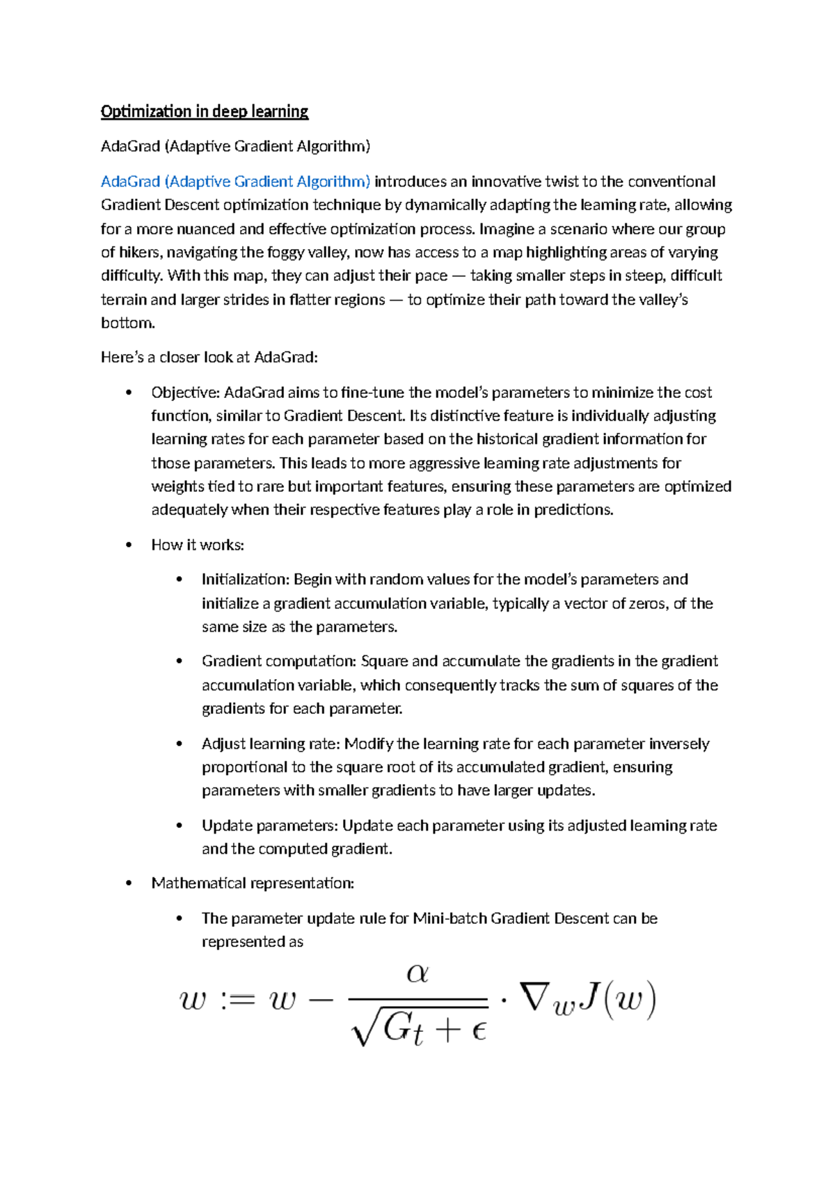 UNIT 3 Optimization Techniques in Deep Learning: AdaGrad, RMSprop, Adam ...