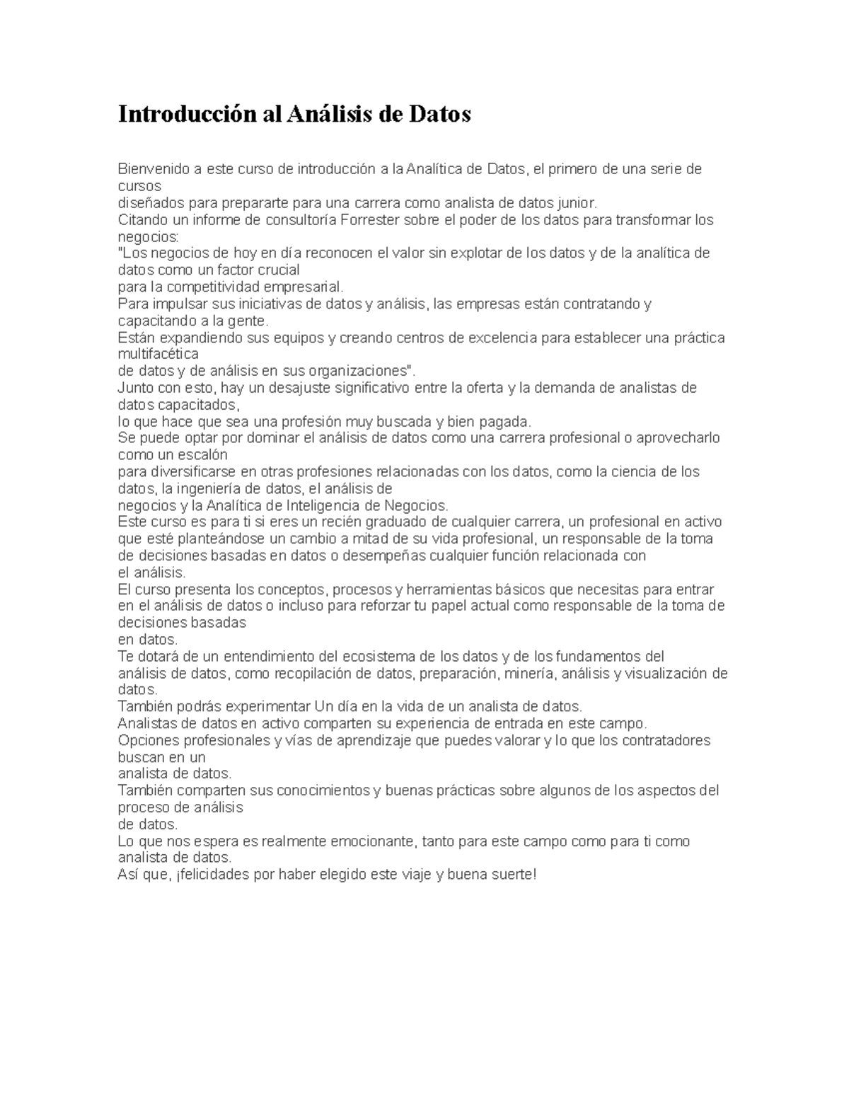 Modulo 1: Introducción al Análisis de Datos y su Ecosistema - Studocu