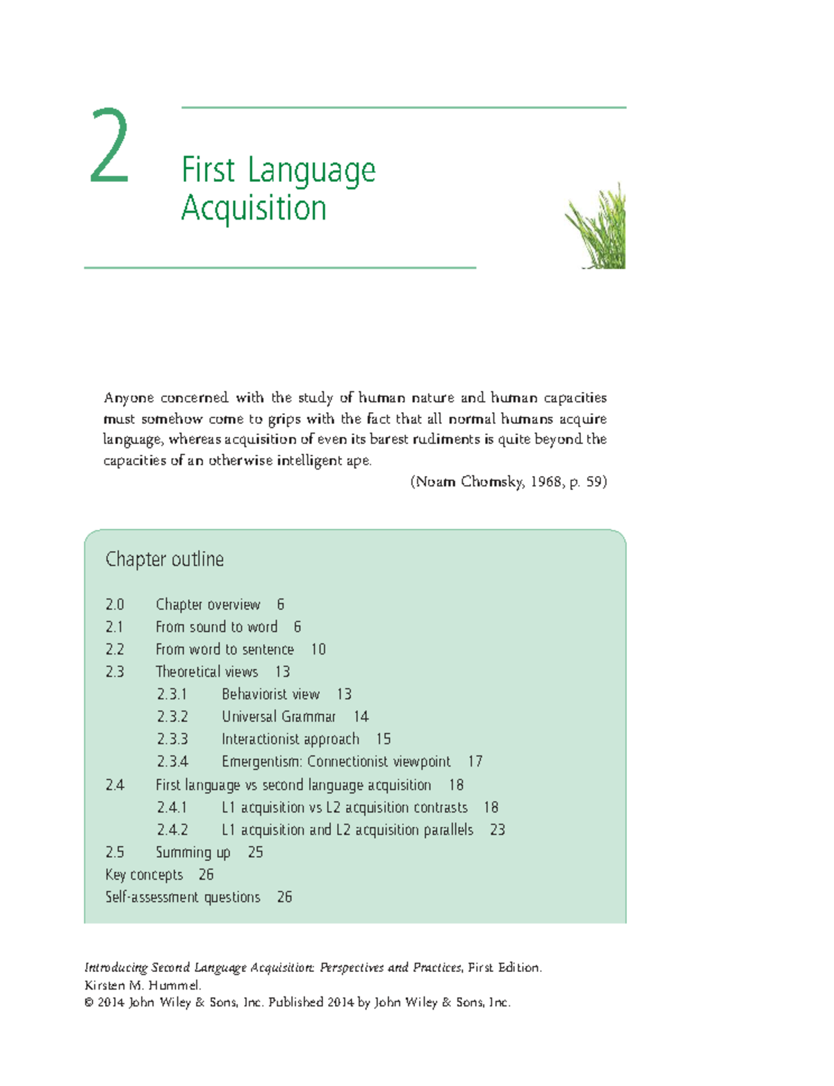 Chapter 2: First Language Acquisition Insights and Theoretical ...