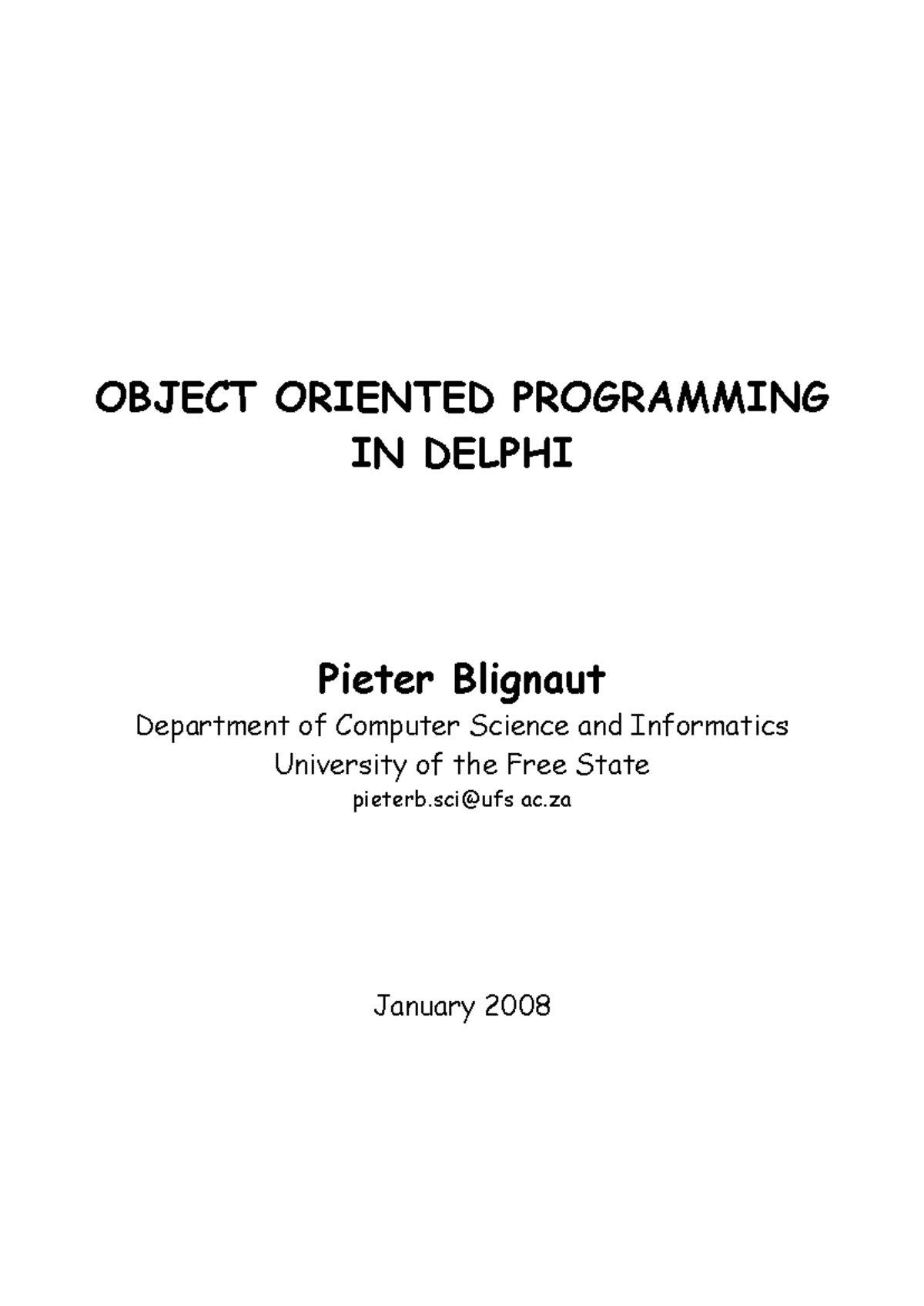 Object-Oriented Programming Concepts in Delphi (CS 101) - Studocu