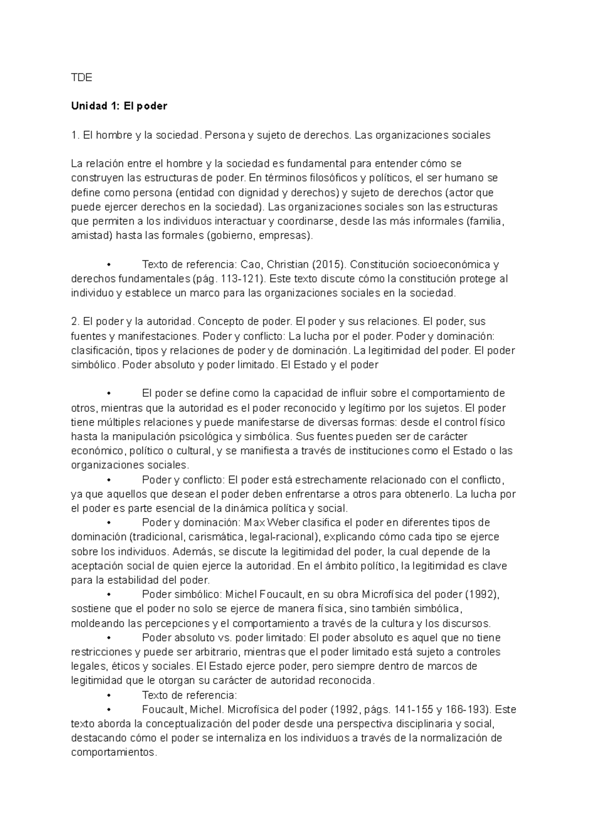 Teoría del Estado y Poder: Fundamentos de TDE - Studocu