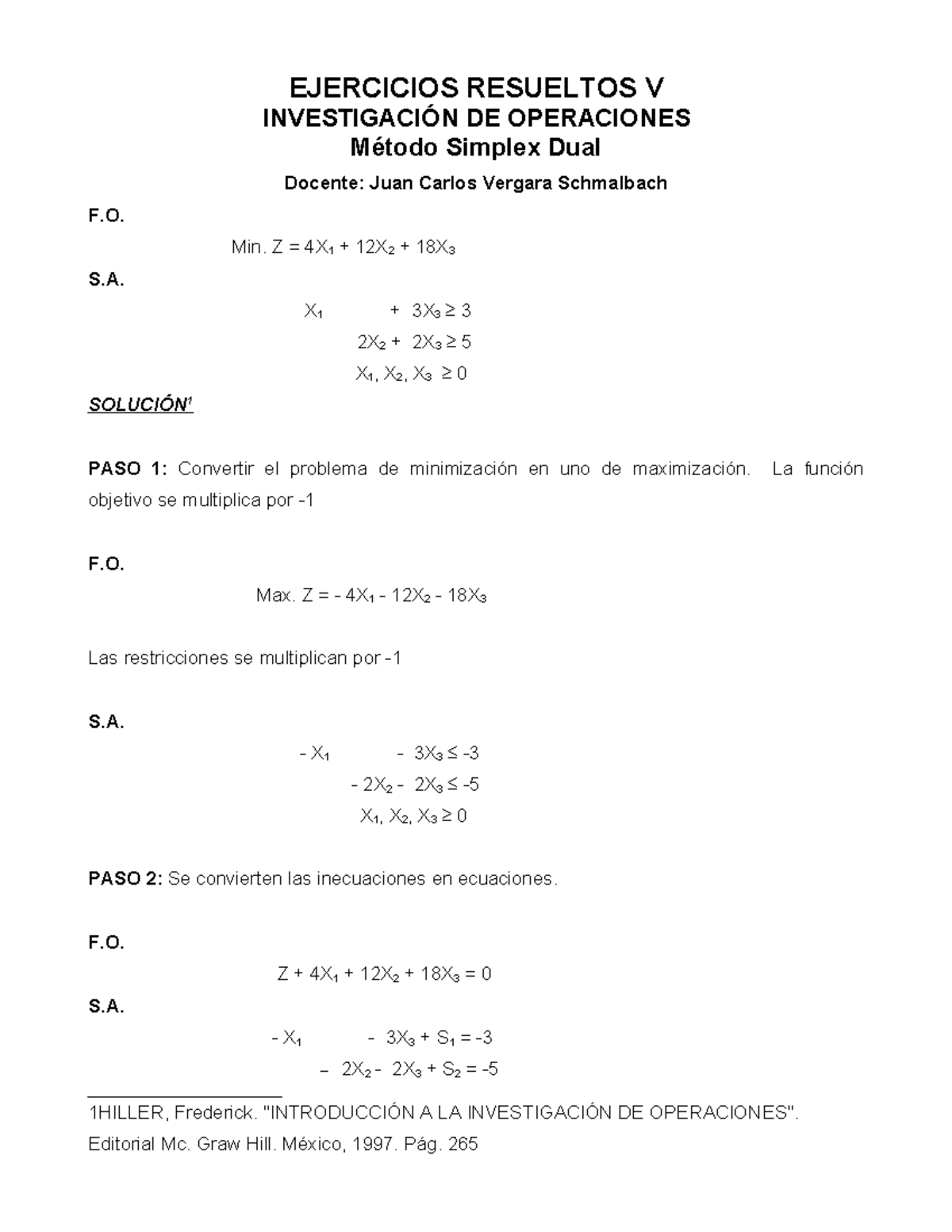 Ejercicios Resueltos 5: Método Dual en Investigación de Operaciones - Studocu