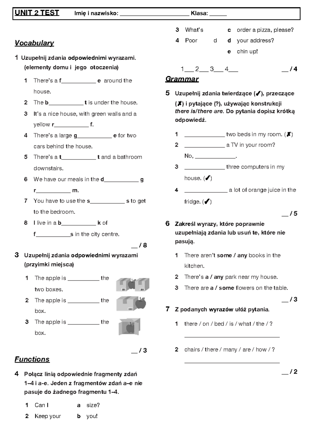 UNIT 2 TEST: Vocabulary and Grammar Exercises - Studocu