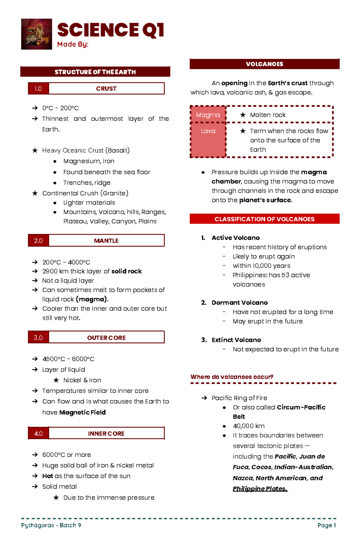 SCIENCE 101: Overview of Earth's Structure and Volcanoes - Studocu