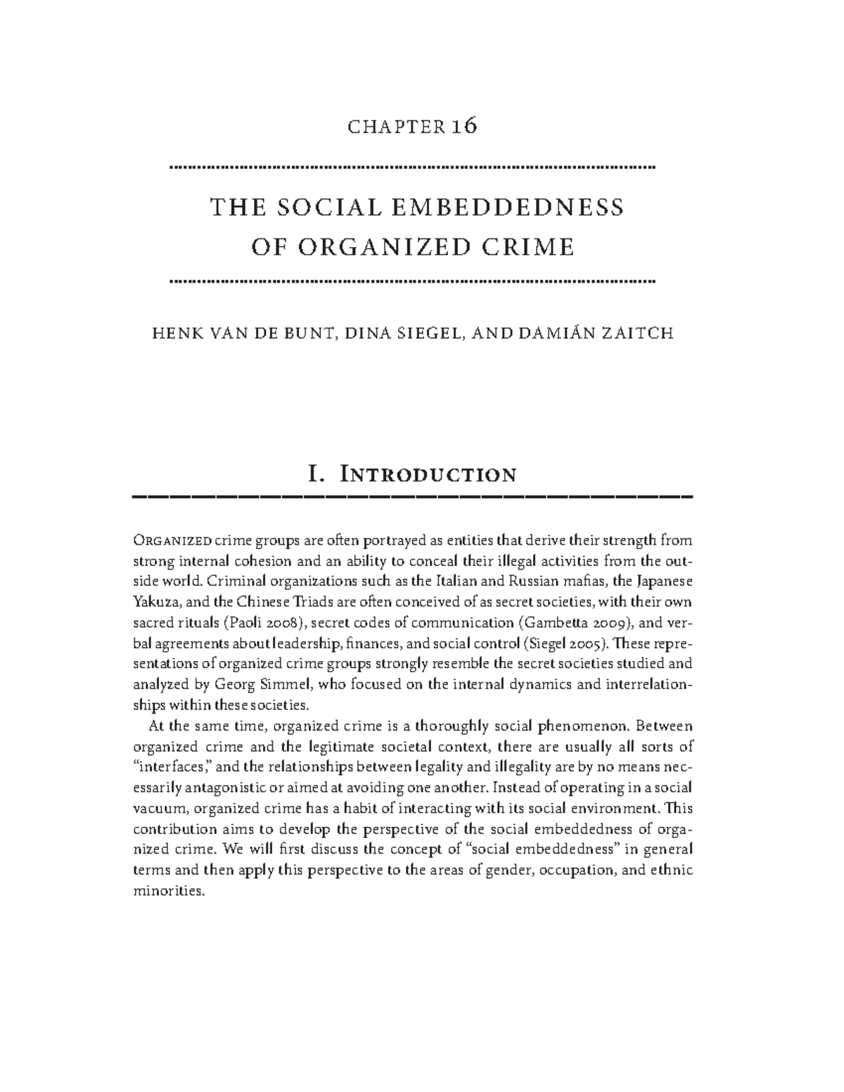 CHAPTER 16: THE SOCIAL EMBEDDEDNESS OF ORGANIZED CRIME - Studocu
