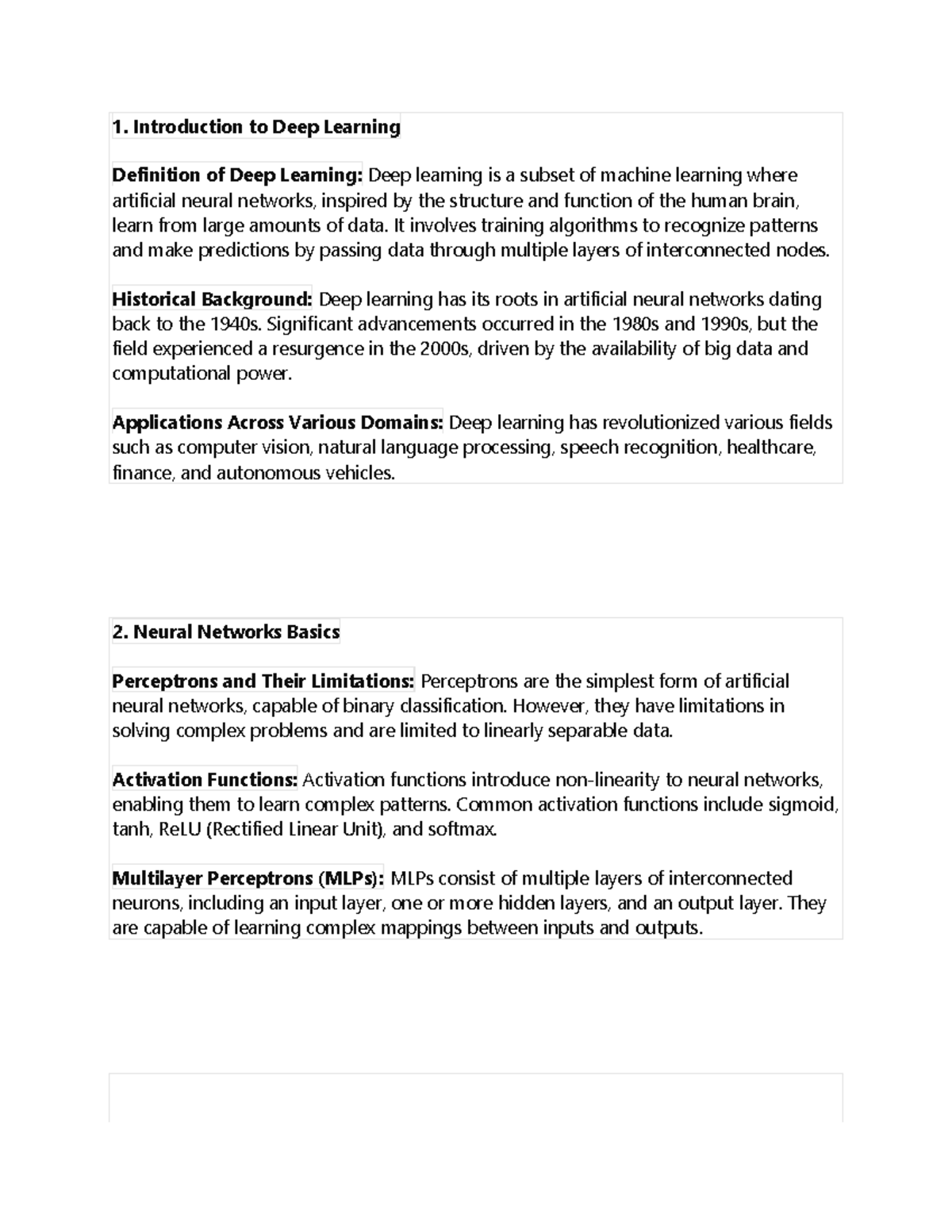 Deep Learning Concepts & Techniques: Comprehensive Overview Notes - Studocu