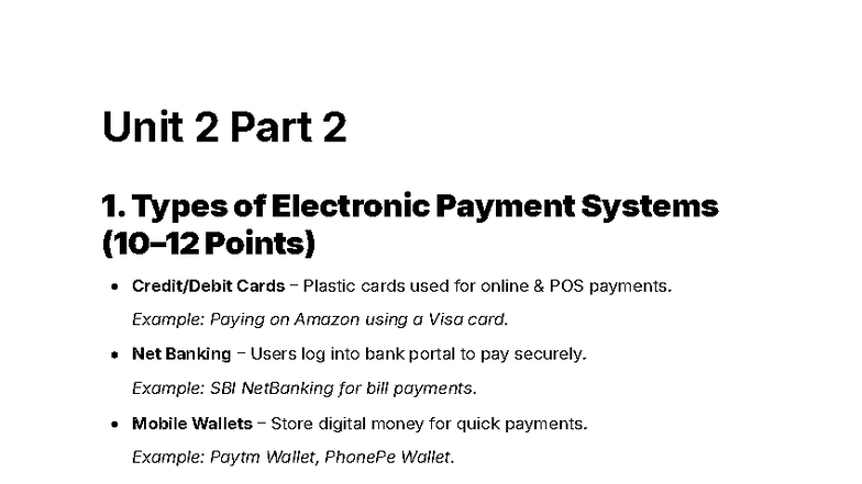 Unit 2 Part 2: Types of Electronic Payment Systems and Their Features ...