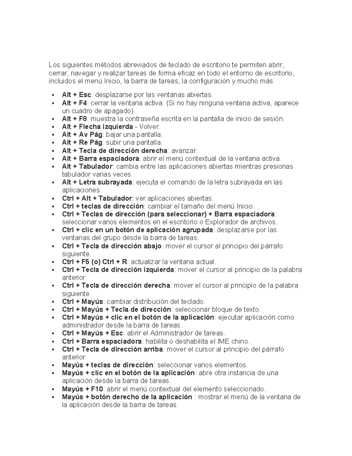 Atajos de windows - Los siguientes métodos abreviados de teclado de ...