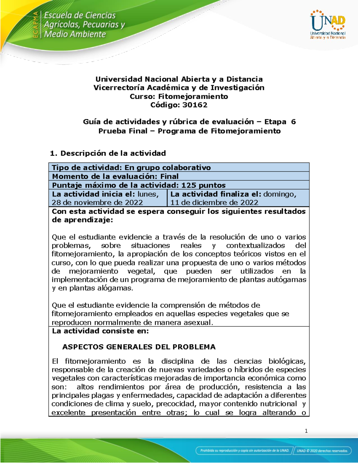 Unidad 3 - Etapa 6 - Prueba Final - Universidad Nacional Abierta y a ...