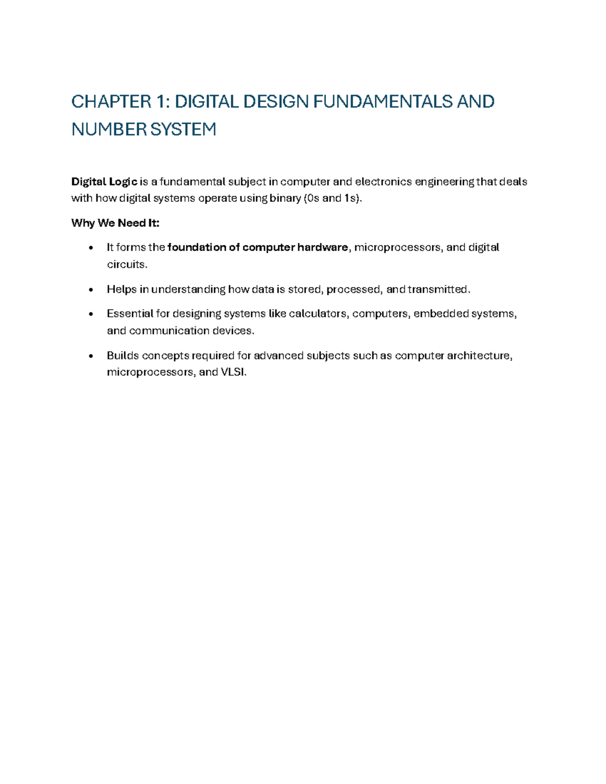 CHAPTER 1: DIGITAL DESIGN FUNDAMENTALS & NUMBER SYSTEM Notes - Studocu