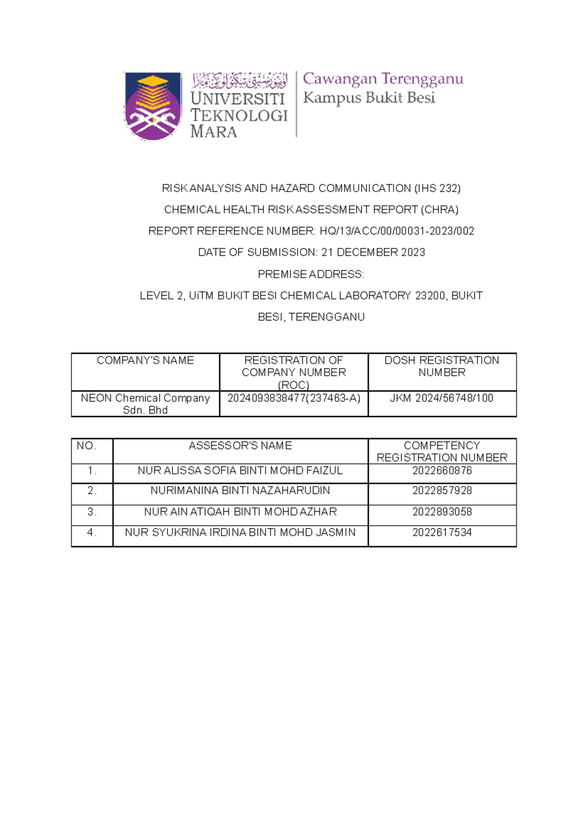 IHS 232 Chemical Health Risk Assessment Report for Sodium Carbonate ...