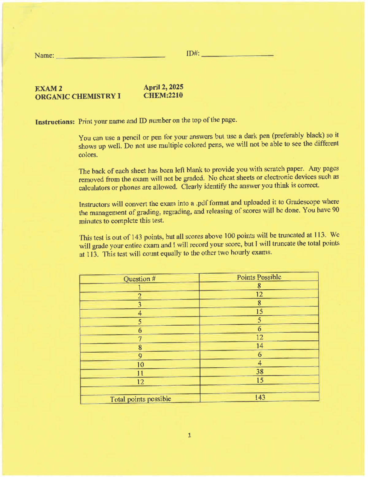 UIOWA CHEM:2210 Organic Chemistry I Exam 2 Answer Key - Studocu