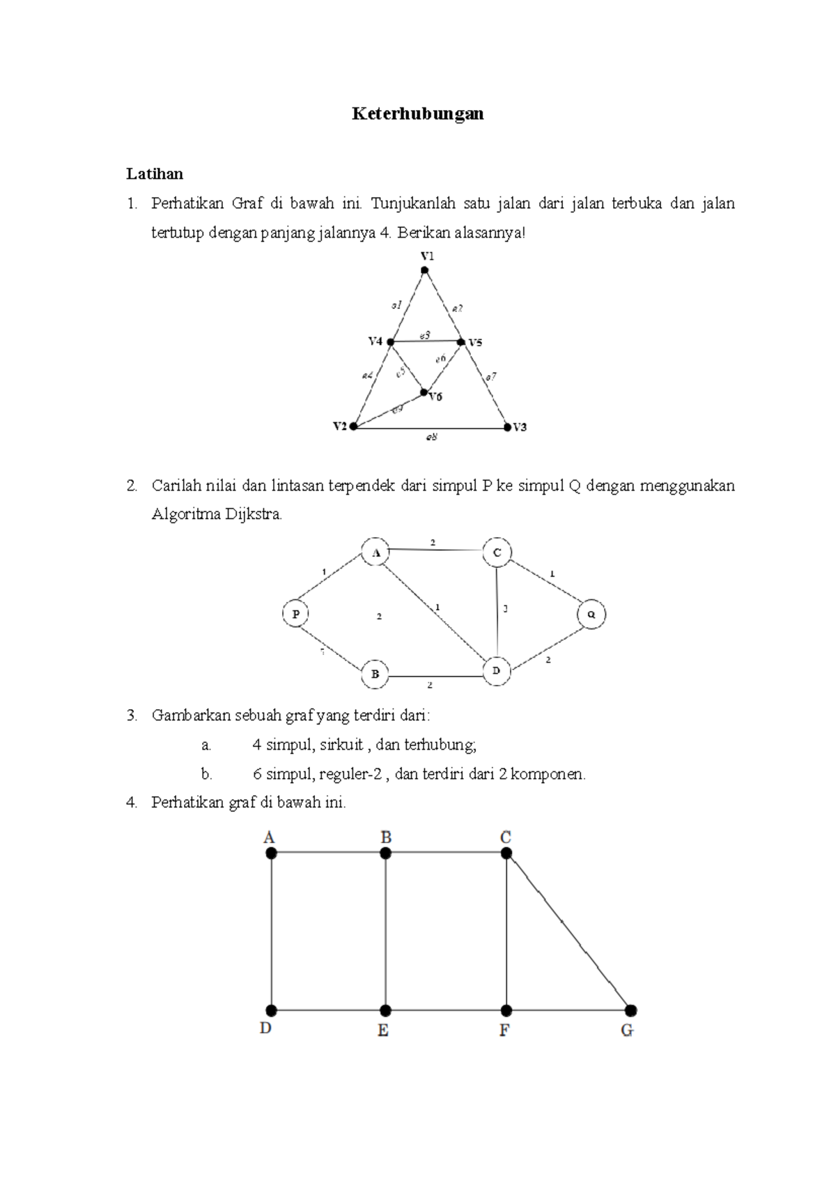 Latihan Soal Keterhubungan Matematika: Graf dan Algoritma Dijkstra ...