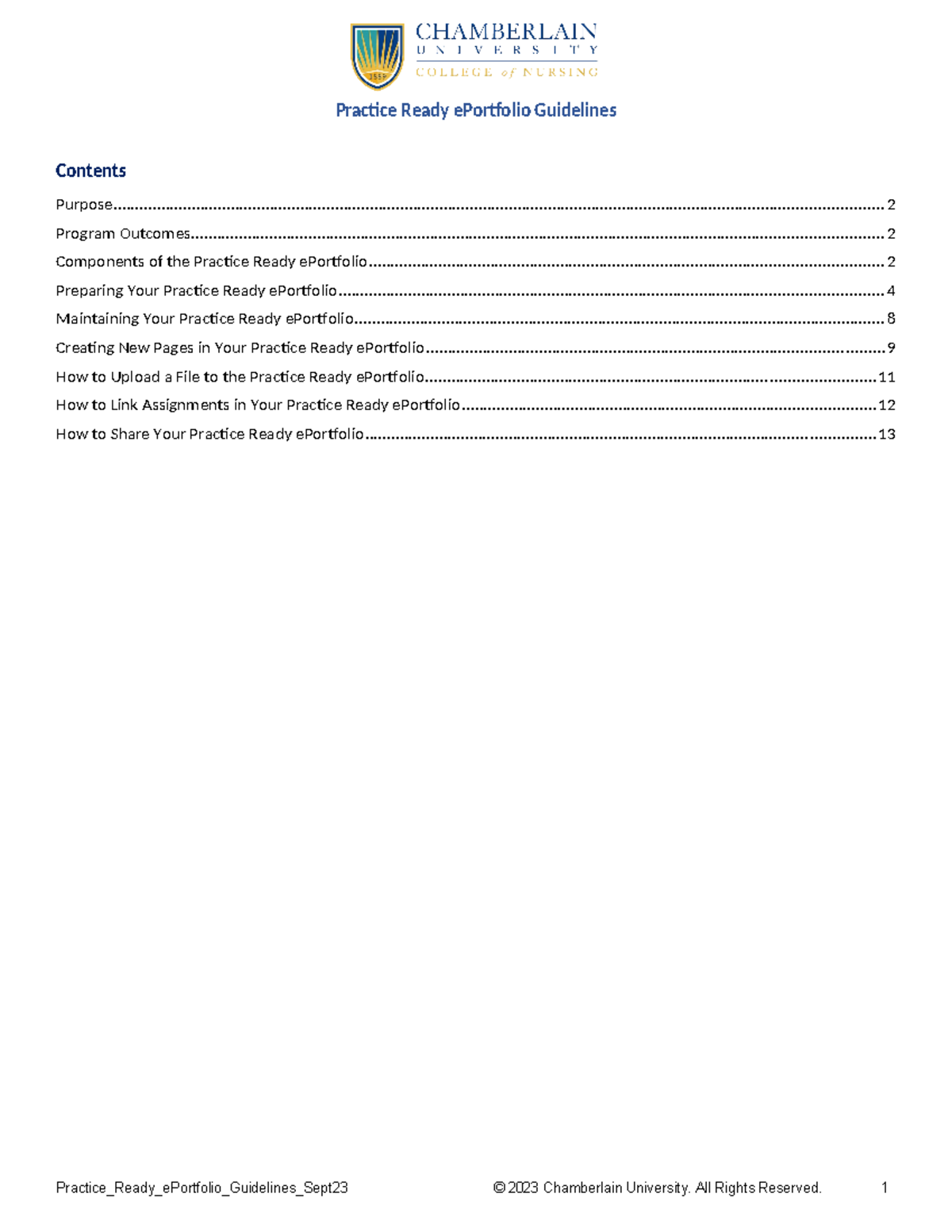 Practice Ready ePortfolio Guidelines (NR-103) - Sept 2023 - Studocu