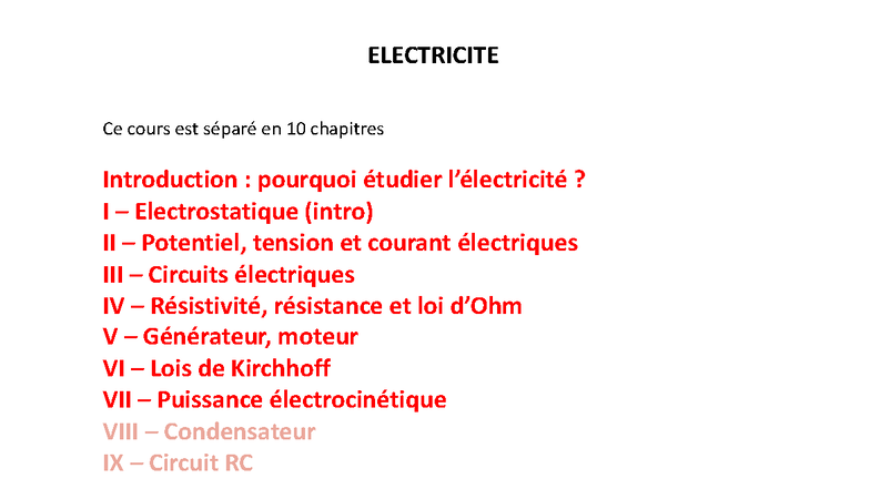 Elec 2025-2026: Cours d'Électricité - Chapitres 1 à 10 - Studocu
