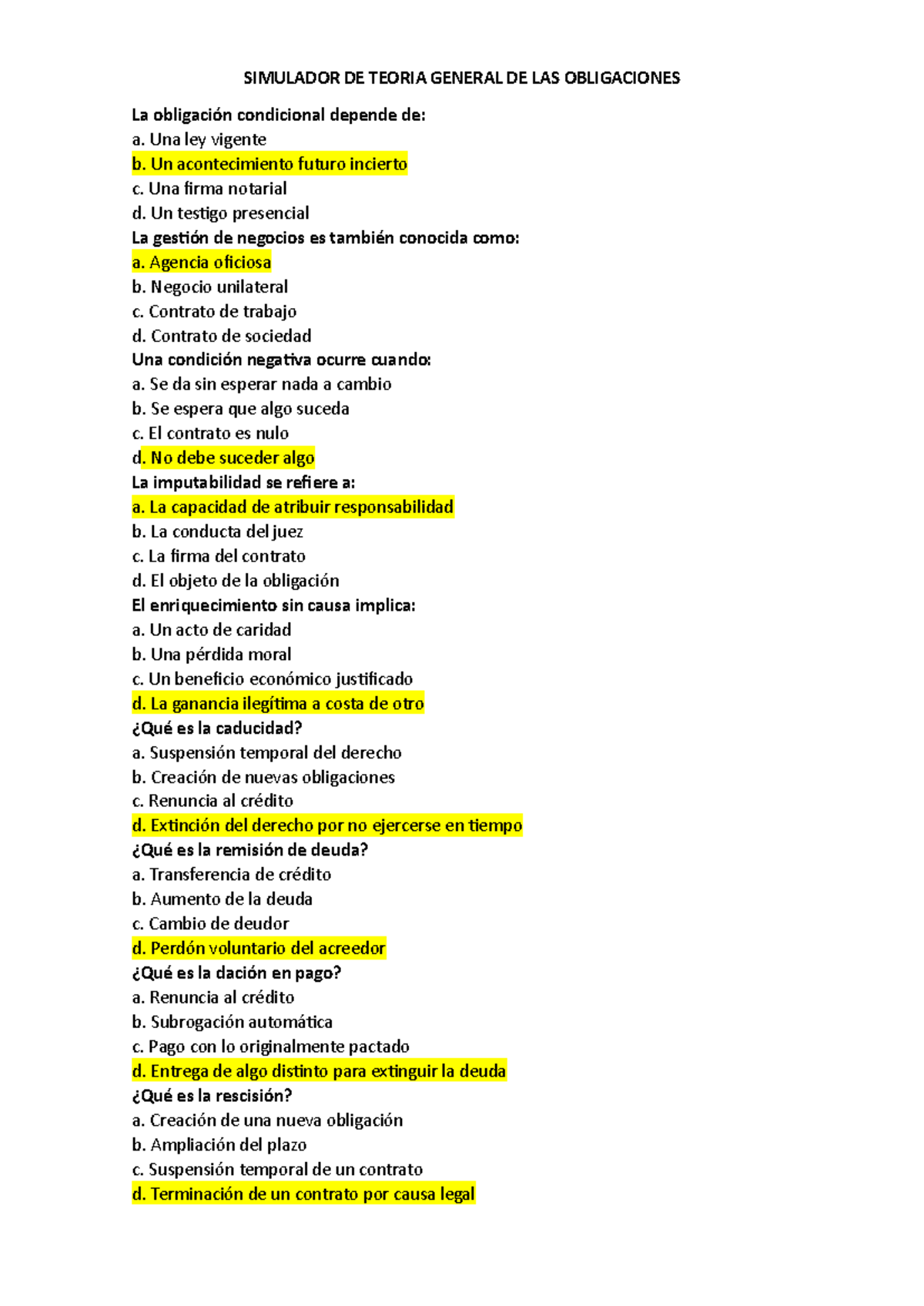 Simulador de Teoría General de las Obligaciones - Ejercicios y ...