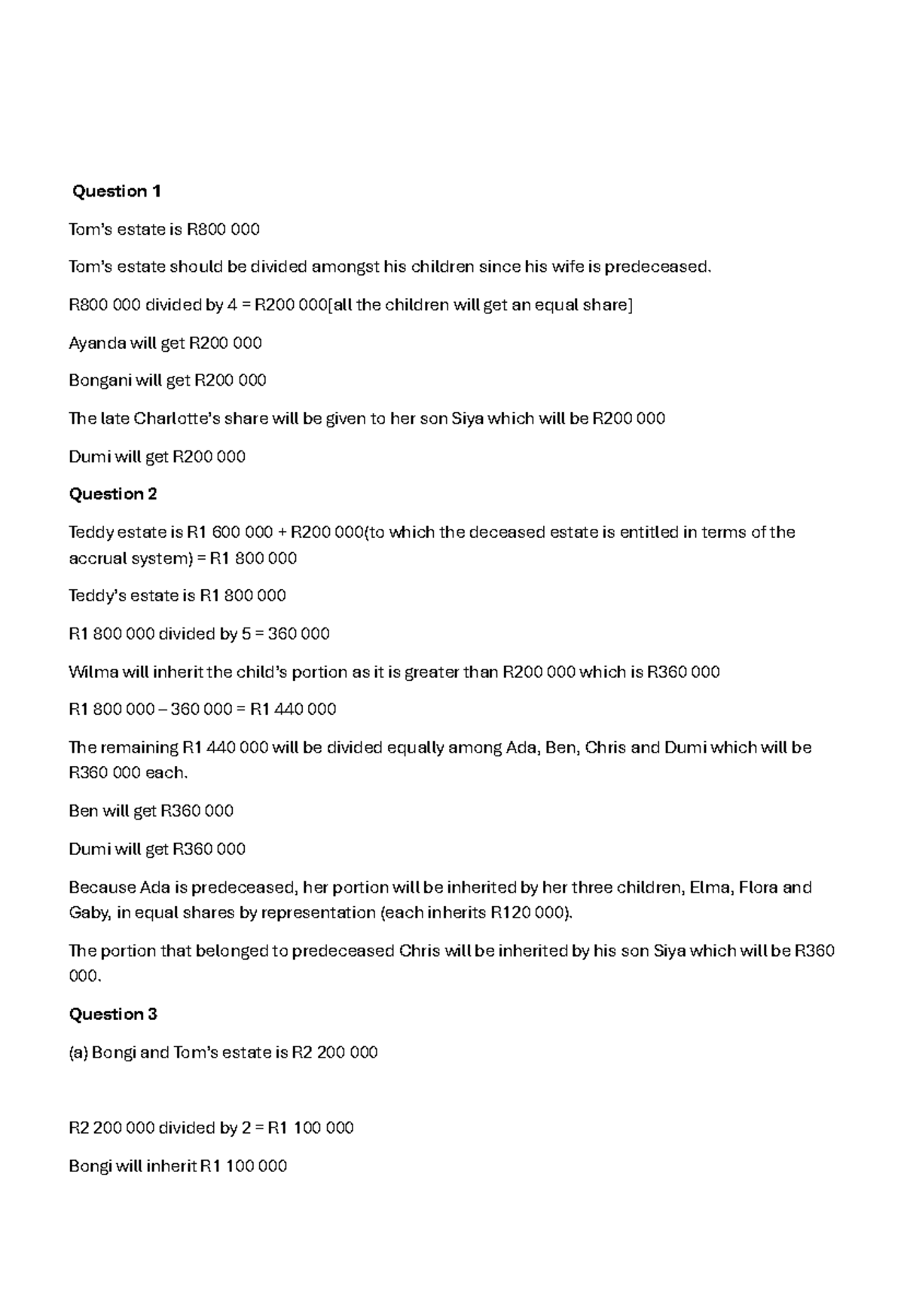 PVL2602 - Assignment on Estate Division and Inheritance - Studocu