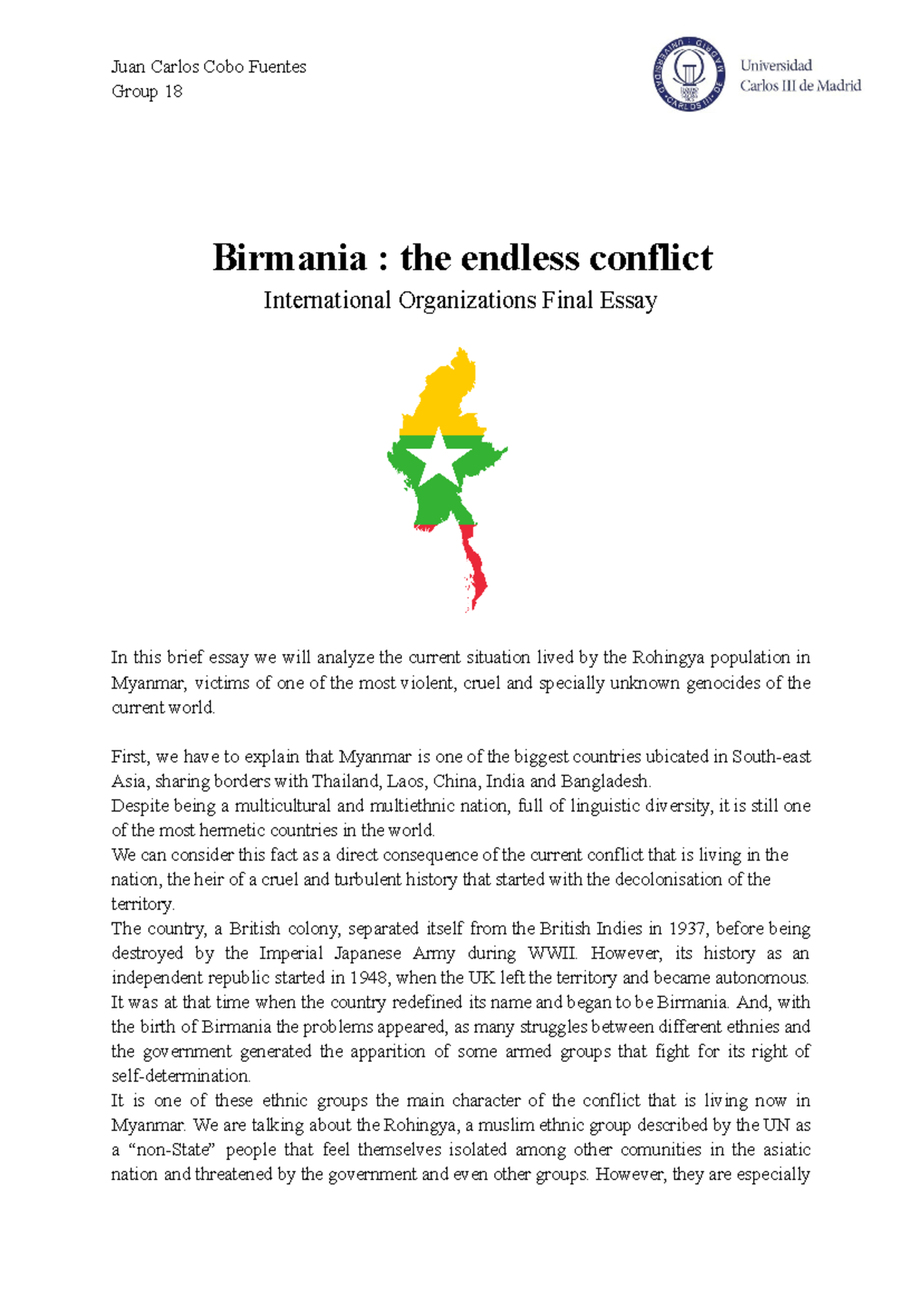 Essay IOs - Myanmar Work - Juan Carlos Cobo Fuentes Group 18 Birmania ...