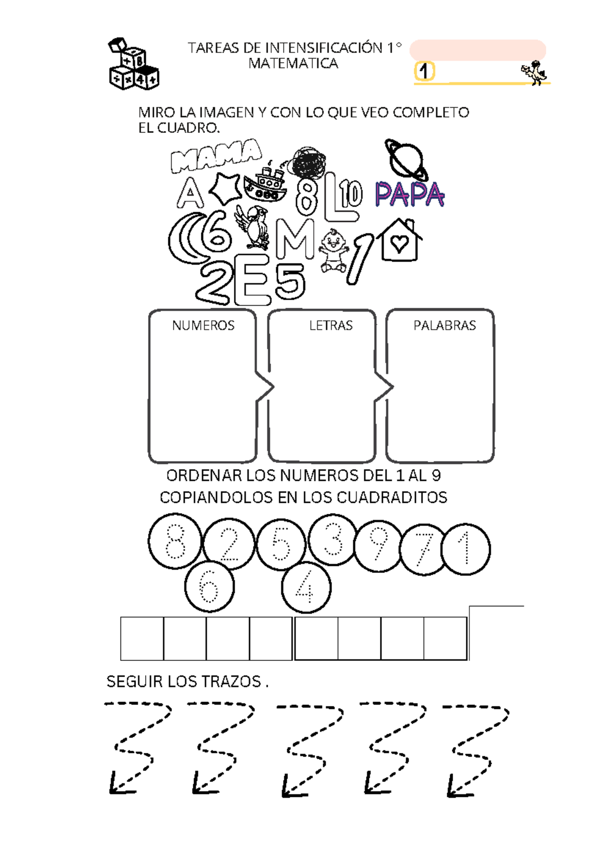 INT 1° Tareas de Intensificación Matemática: Actividades A4 - Studocu