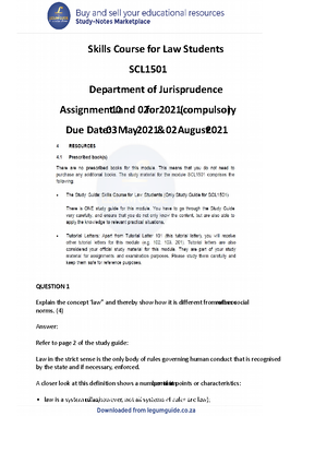 SCL1501 Assignment 1 2025 Memo - ASSIGNMENT SCL ASSIGNMENT DUE 8 APRIL ASSIGNMENT 1 QUESTION 1 a ...