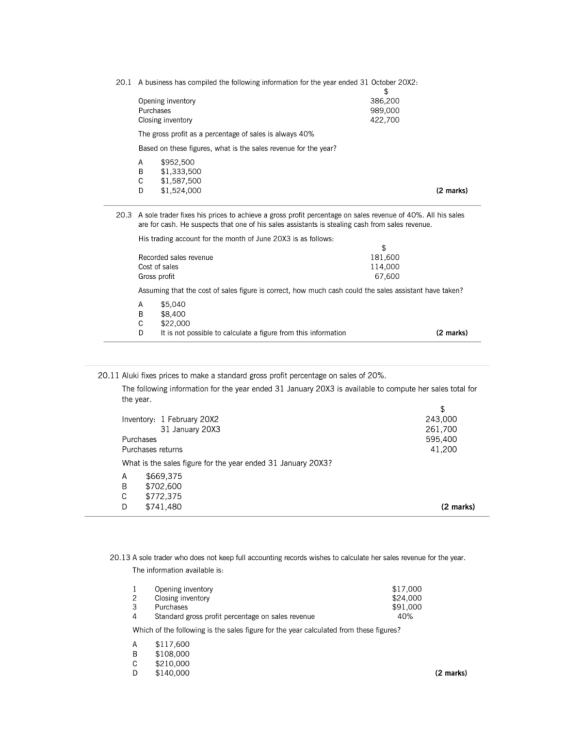 Margin and Mark-up Questions: Key Concepts and Examples - Studocu