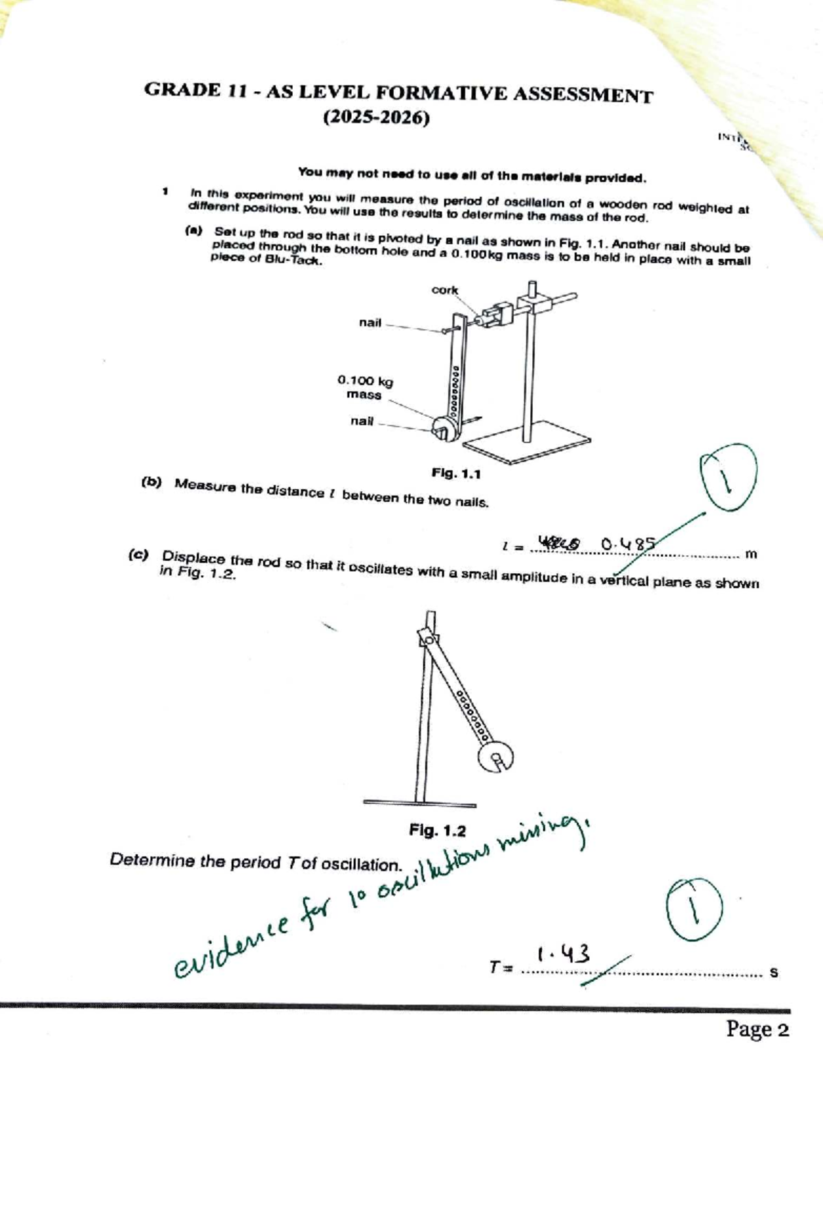 AS Level Physics Practical: Grade J J Formative Assessment - Studocu