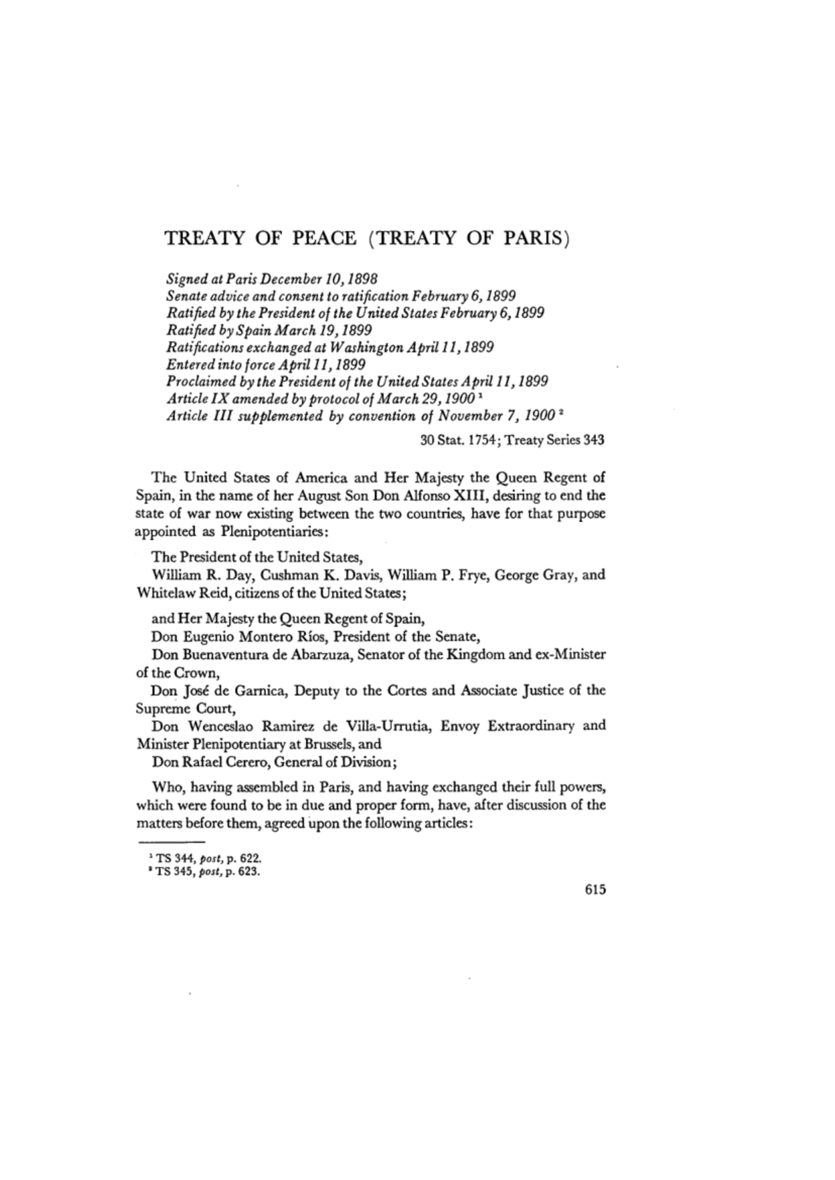 Treaty of Paris 1898: Terms of Peace Between the U.S. and Spain - Studocu