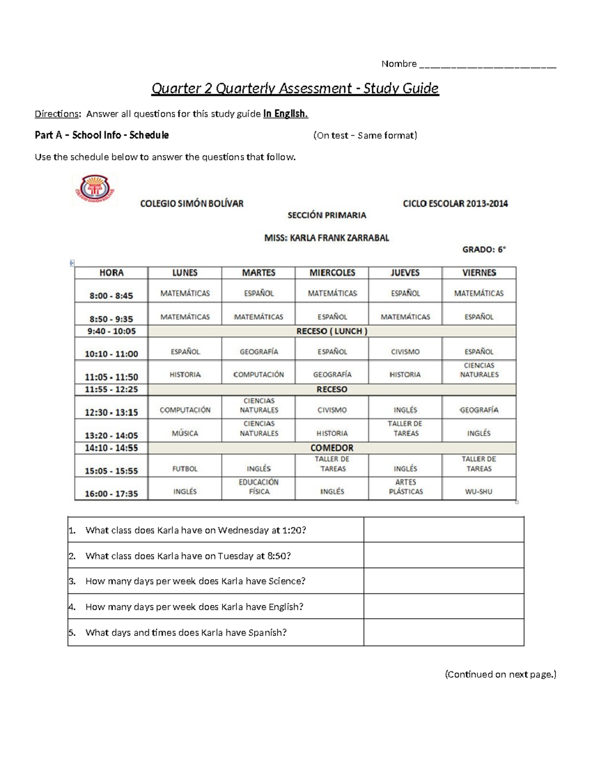 Q2 Quarterly Assessment - Study Guide for English Learners - Studocu