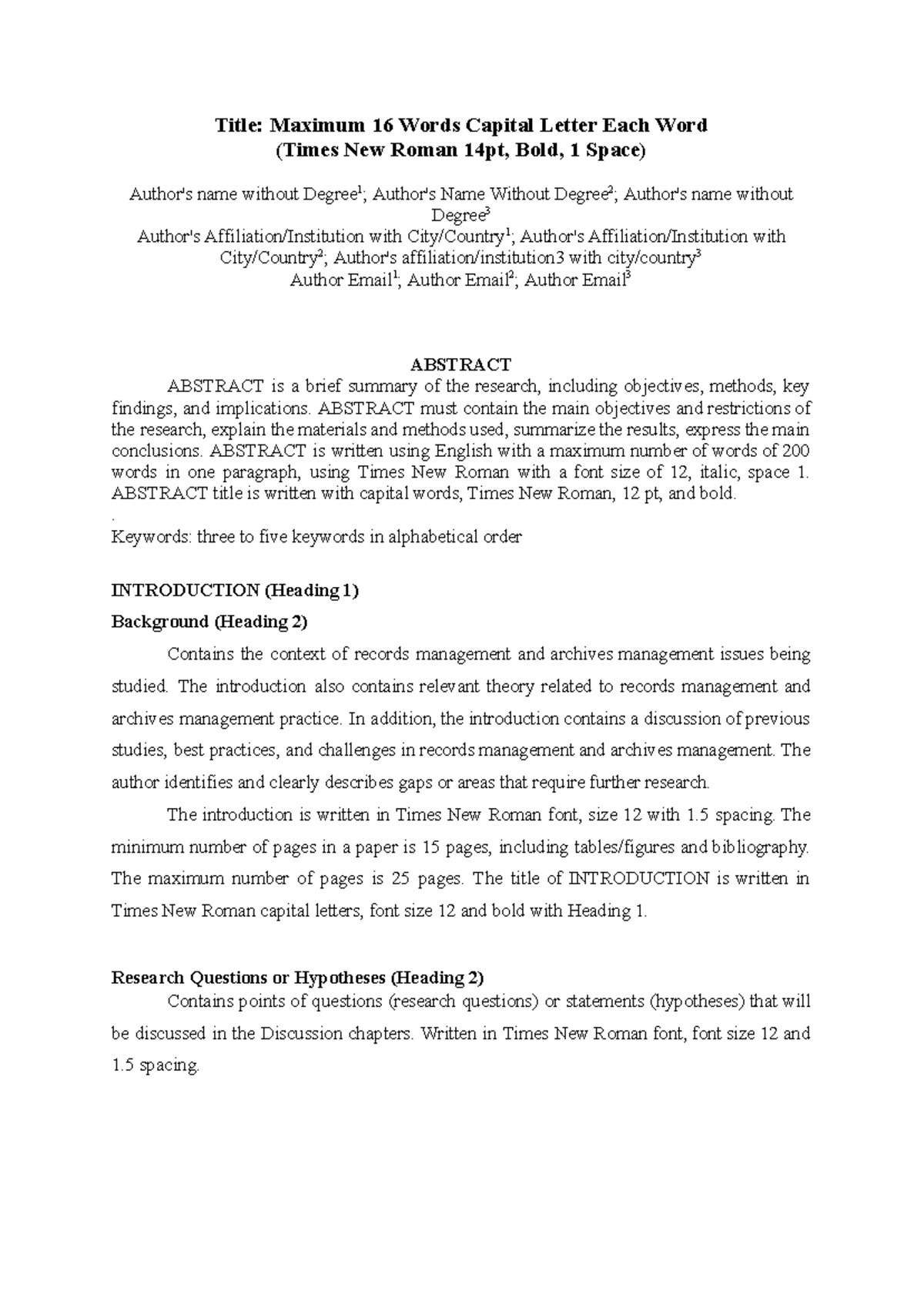 RESEARCH ARTICLE TEMPLATE: GUIDELINES FOR WRITING AND STRUCTURING - Studocu