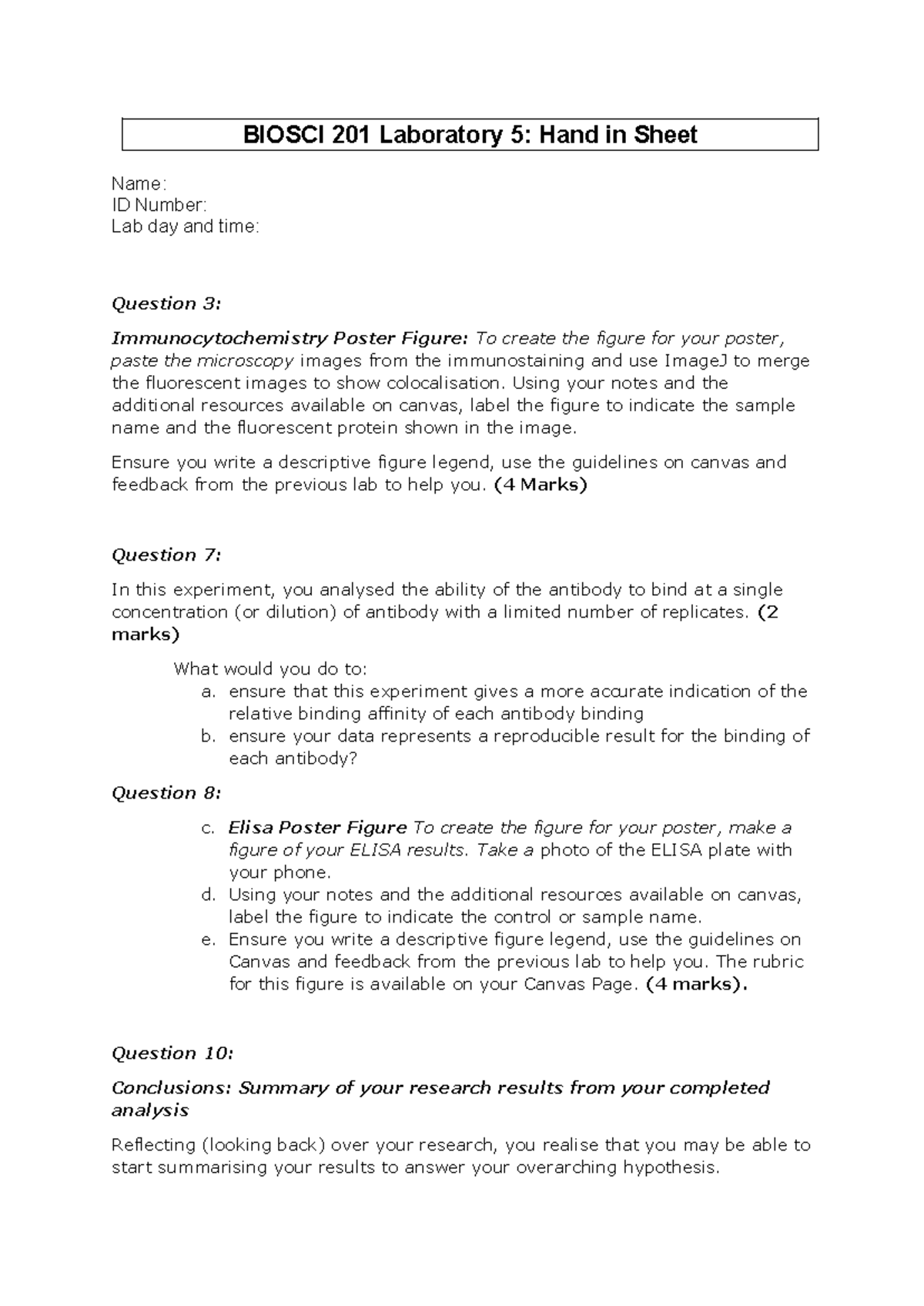 Biosci 201 Hand-in Sheet 2024 Lab 5 - for upload - BIOSCI 201 ...