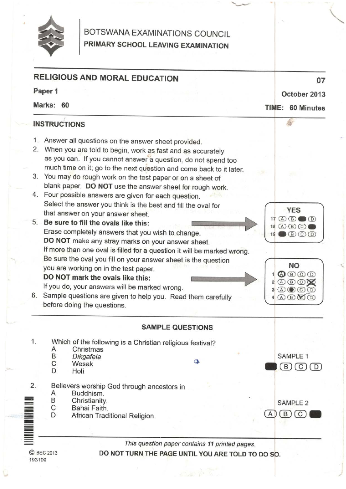 REMO 2013 PSLE - Revision Notes for Religious Education - Studocu