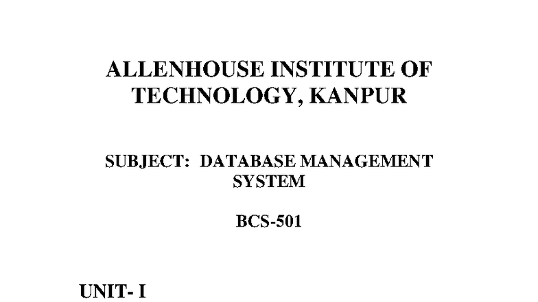 DBMS UNIT-1: Overview and Key Concepts of Database Management Systems ...