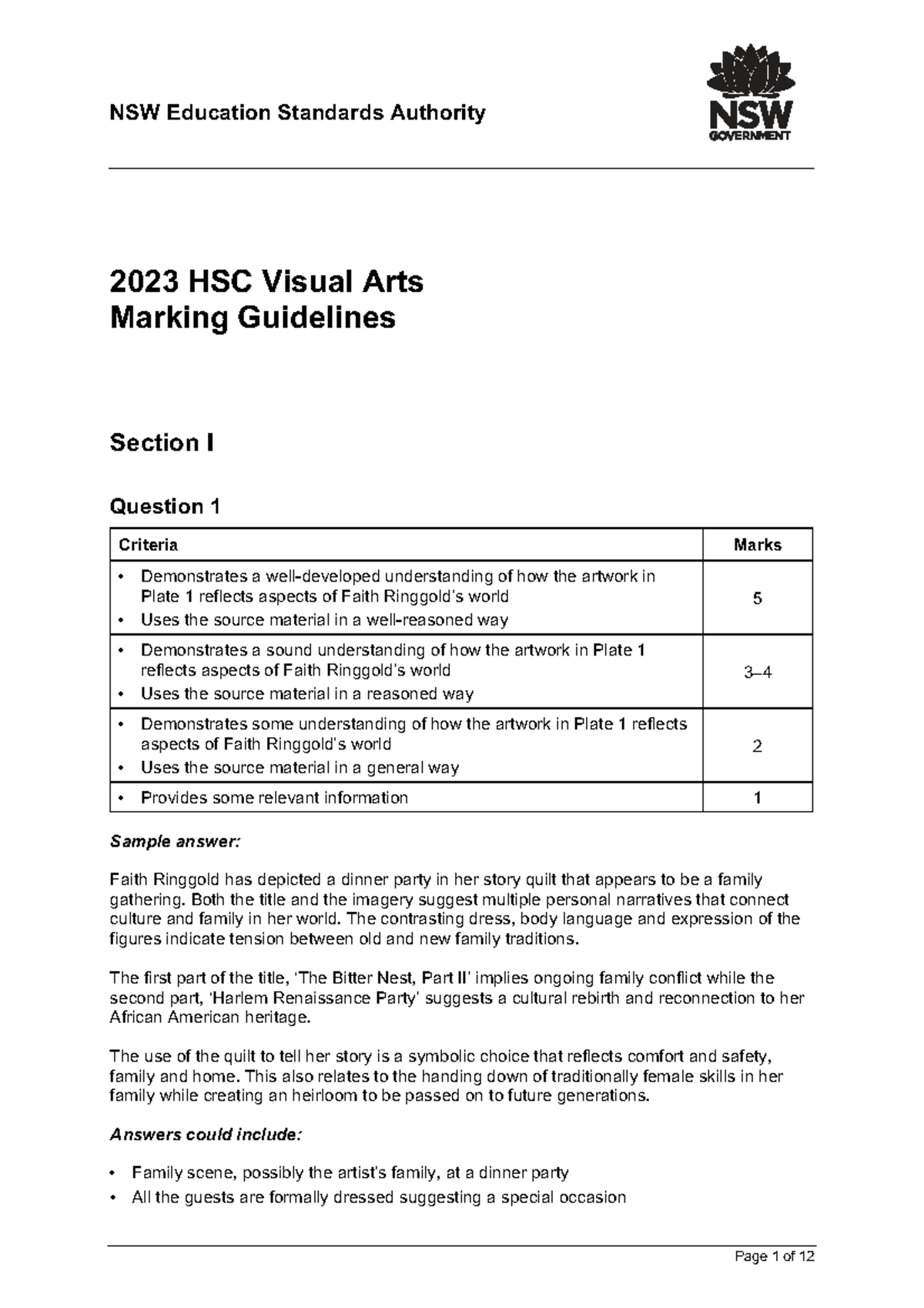 2023 HSC Visual Arts Marking Guidelines: Comprehensive Analysis - Studocu