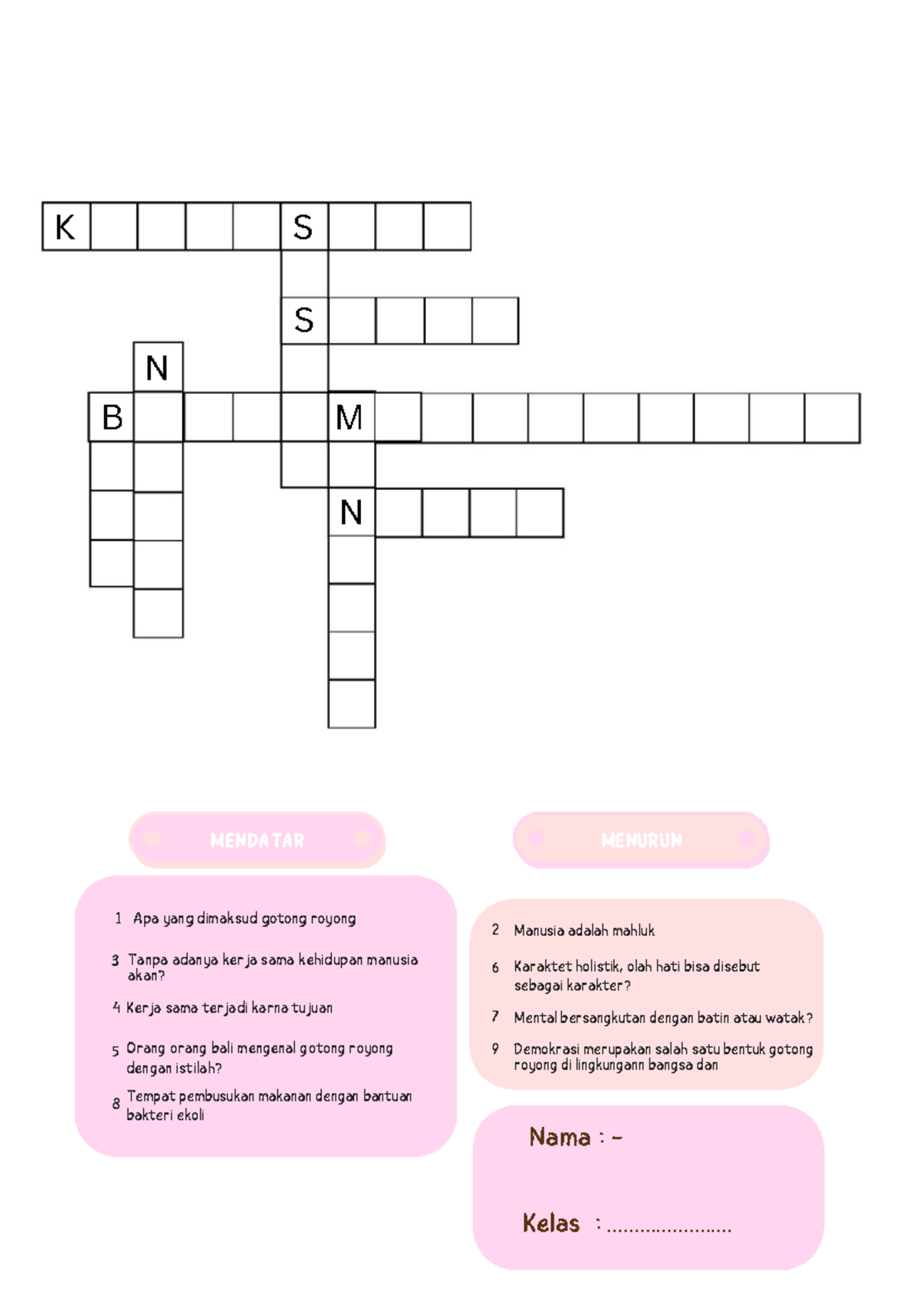 Lembar kerja teka teki silang ppkn 7hk 20240602 174143 0000 - Nama : - 1 Apa yang dimaksud ...