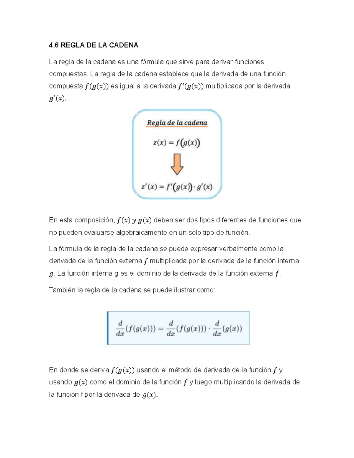 Apuntes sobre la Regla de la Cadena - Derivadas y Ejercicios - Studocu