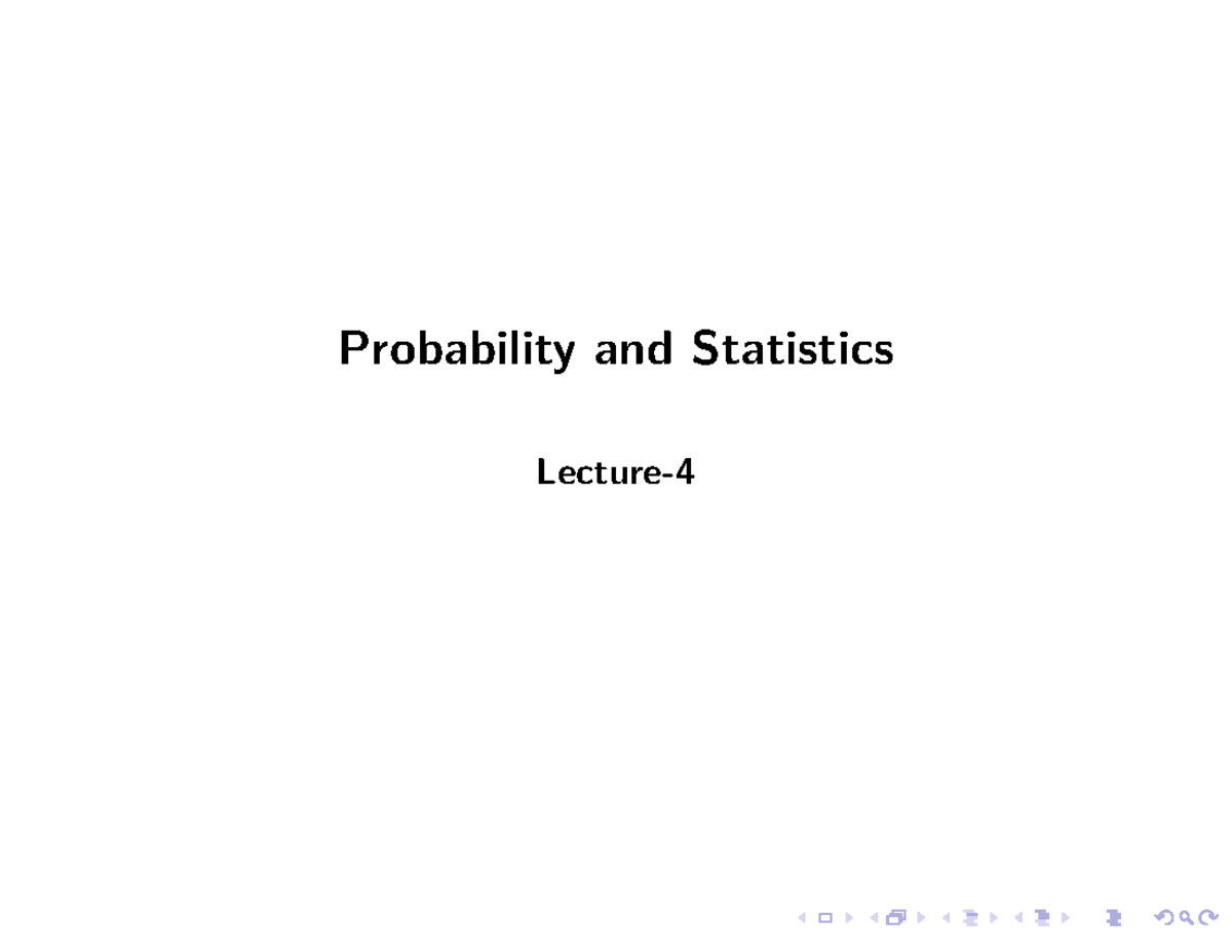Probability and Statistics (Lecture) - Definitions and Concepts - Studocu